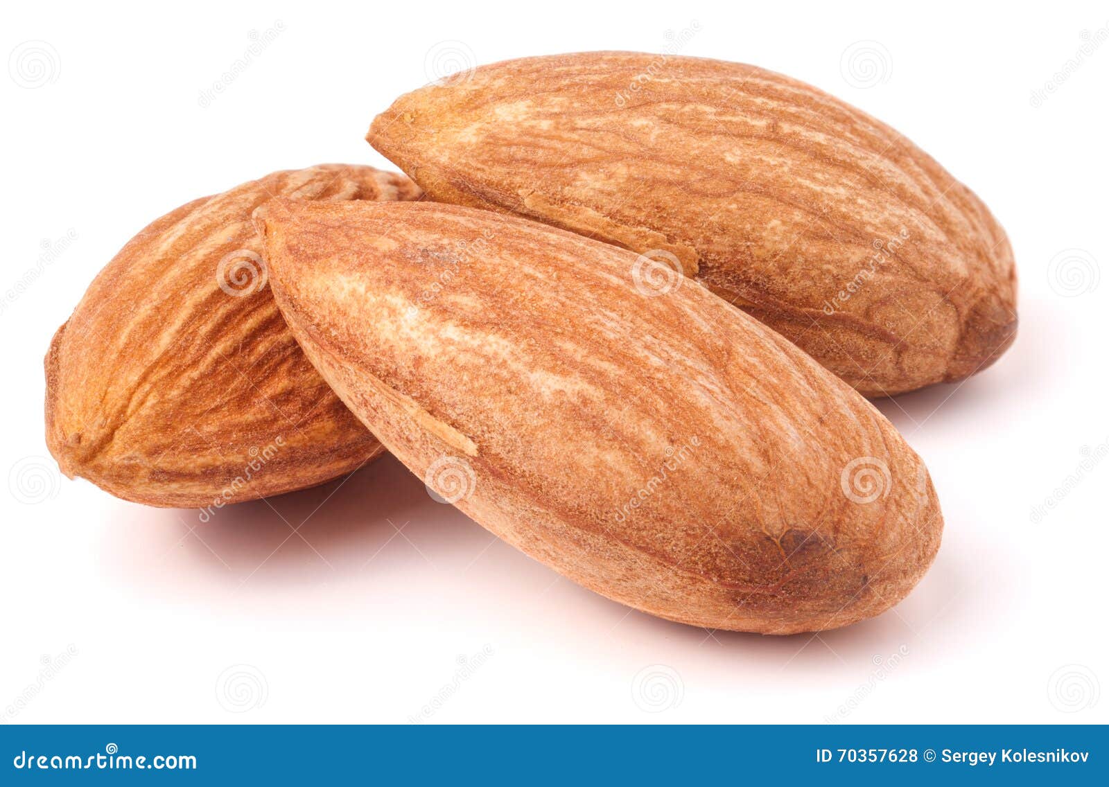 Three Almonds Isolated on White Background Macro Stock Photo - Image of ...
