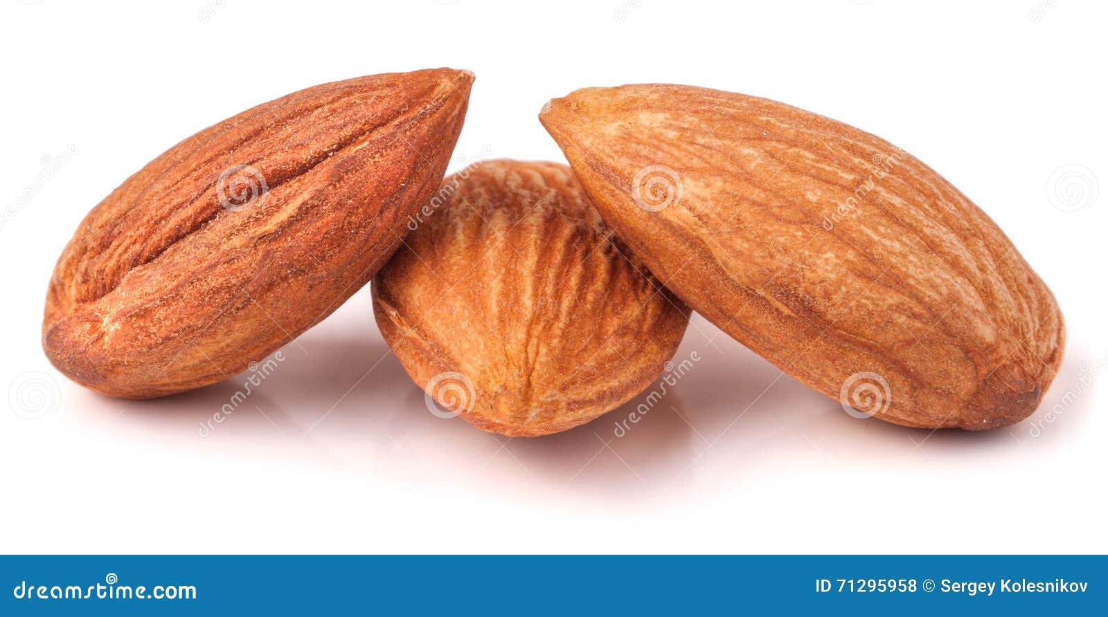 Three Almonds Isolated on White Background Macro Stock Photo - Image of ...
