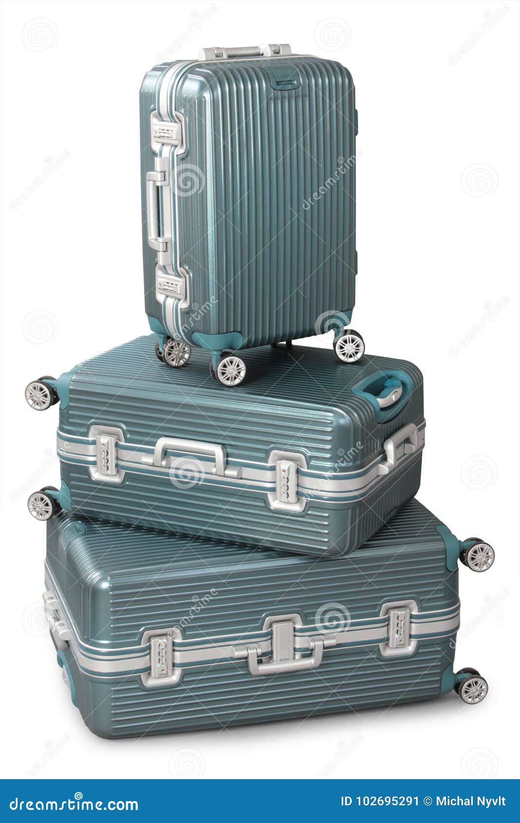 Three aluminium suitcase stock image. Image of aluminium - 102695291