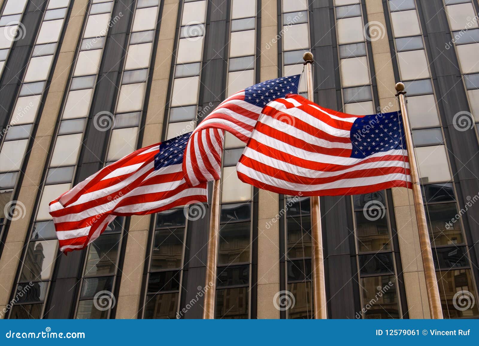 Three American Flags stock image. Image of independence - 12579061