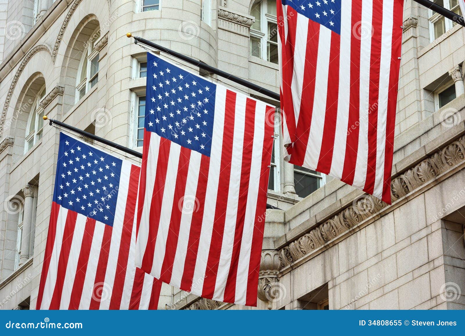 Three American Flags stock image. Image of spangled, government - 34808655