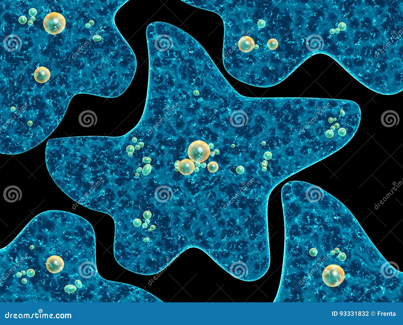 Three Amoebas on Black Background Stock Illustration - Illustration of ...