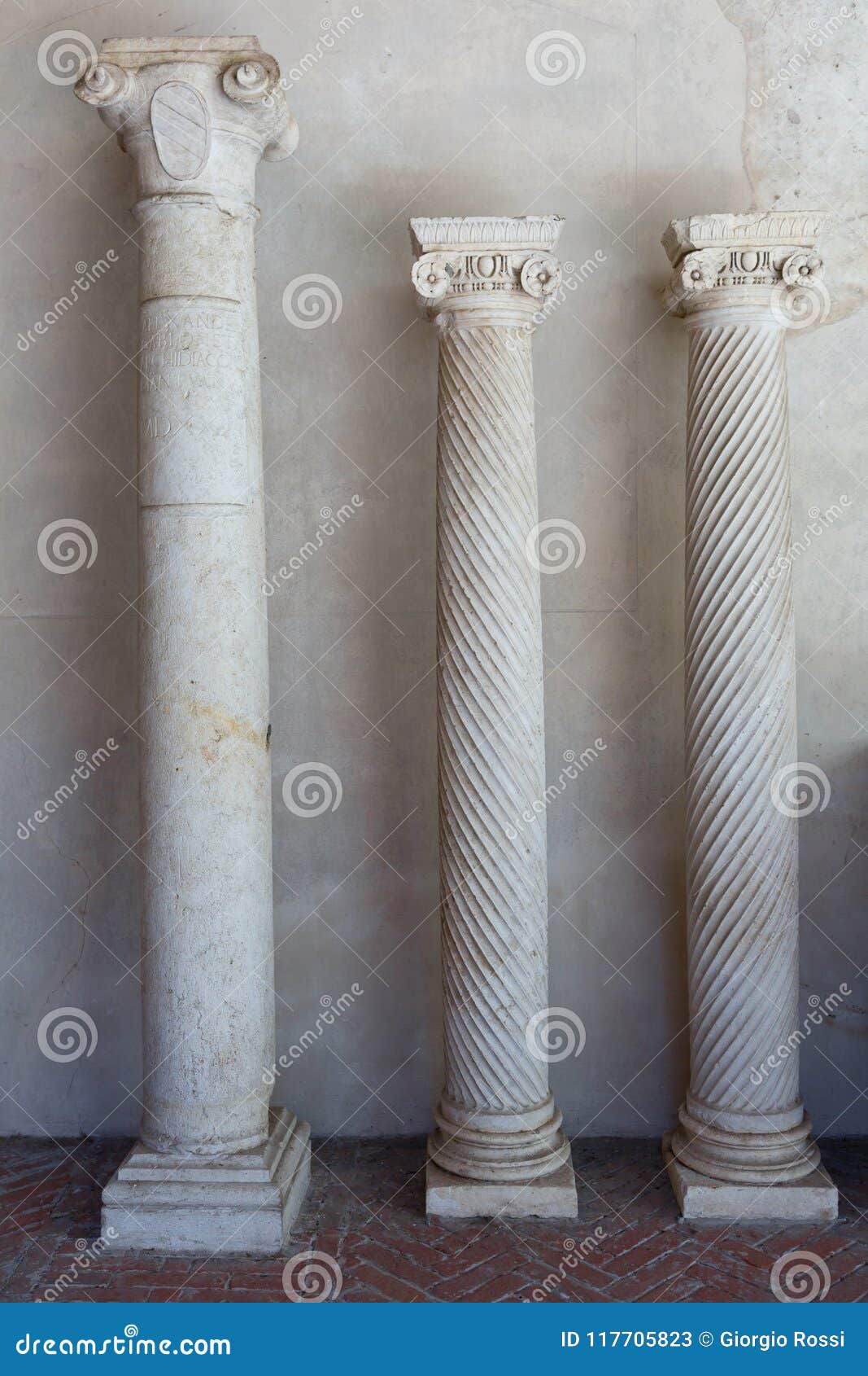 Three Ancient Architectural Columns Inside Ducal Palace in Mantua Stock ...