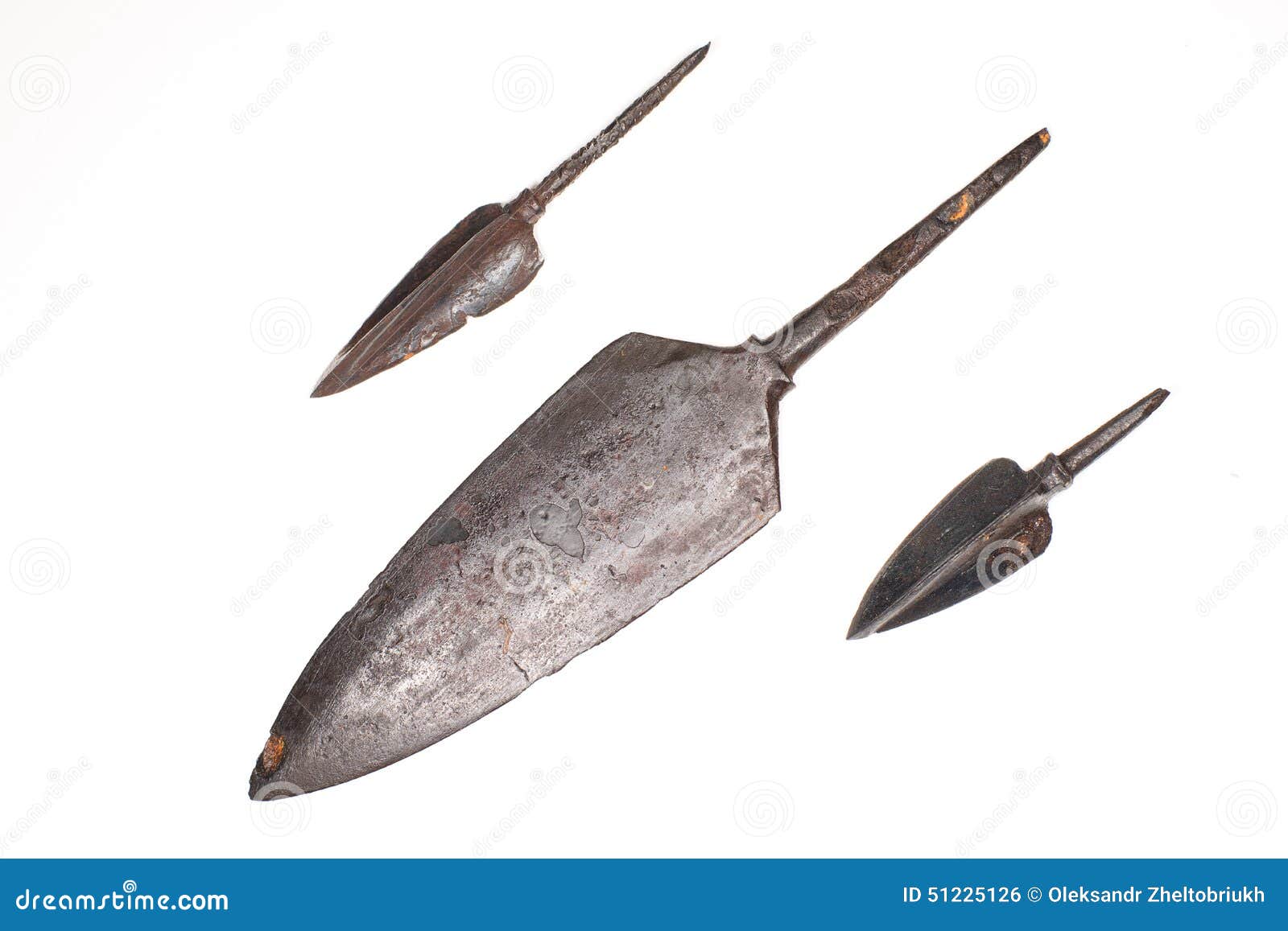 Three Ancient Arrowheads on a White Background Stock Photo - Image of ...