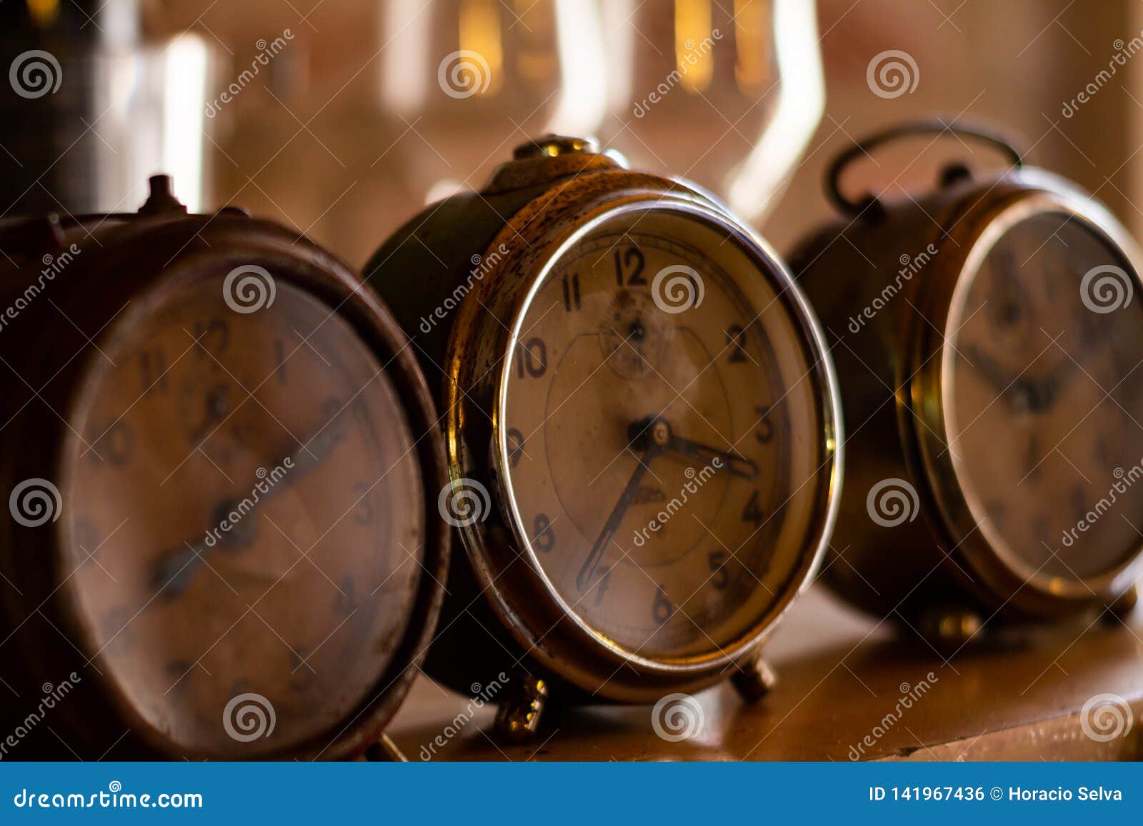 Three Ancient Clocks. Machinery To Mark the Passage of Time Stock Photo ...