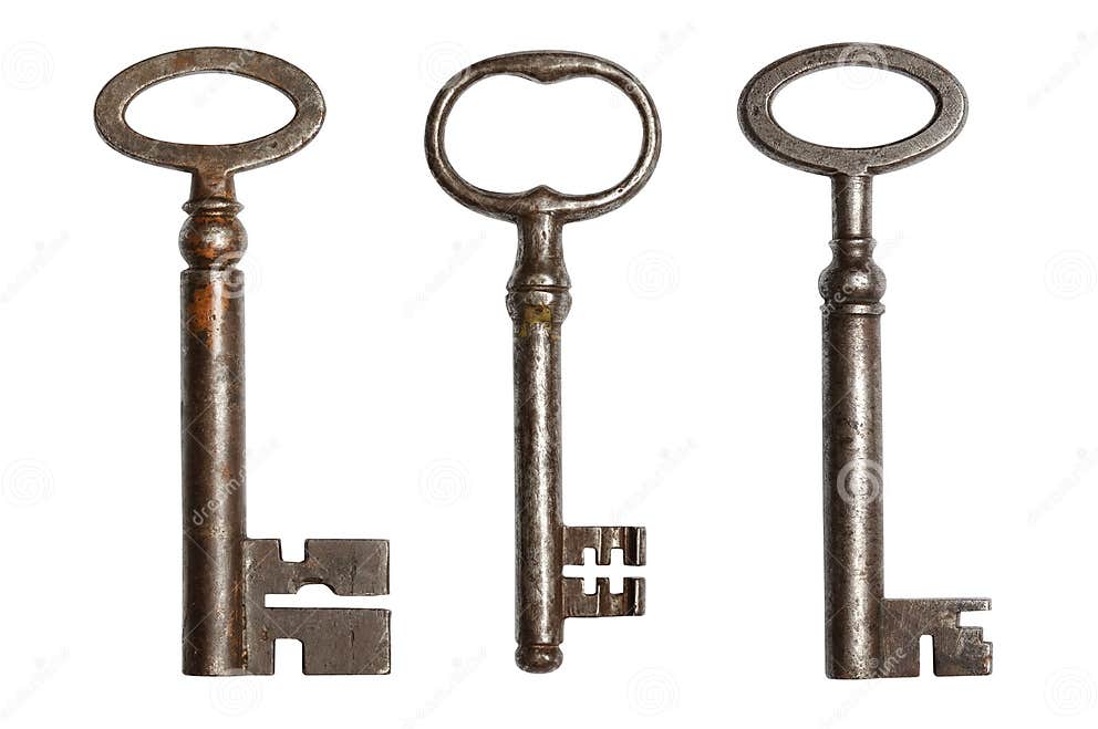 Three ancient keys stock image. Image of open, bronze - 55152765