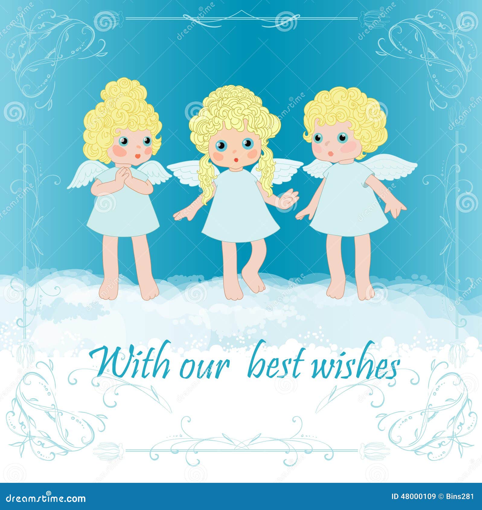 Three angel stock vector. Illustration of celebration - 48000109