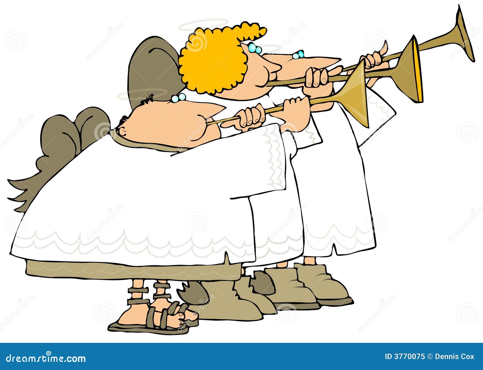 Three Angels Playing Trumpets Stock Illustration - Illustration of ...