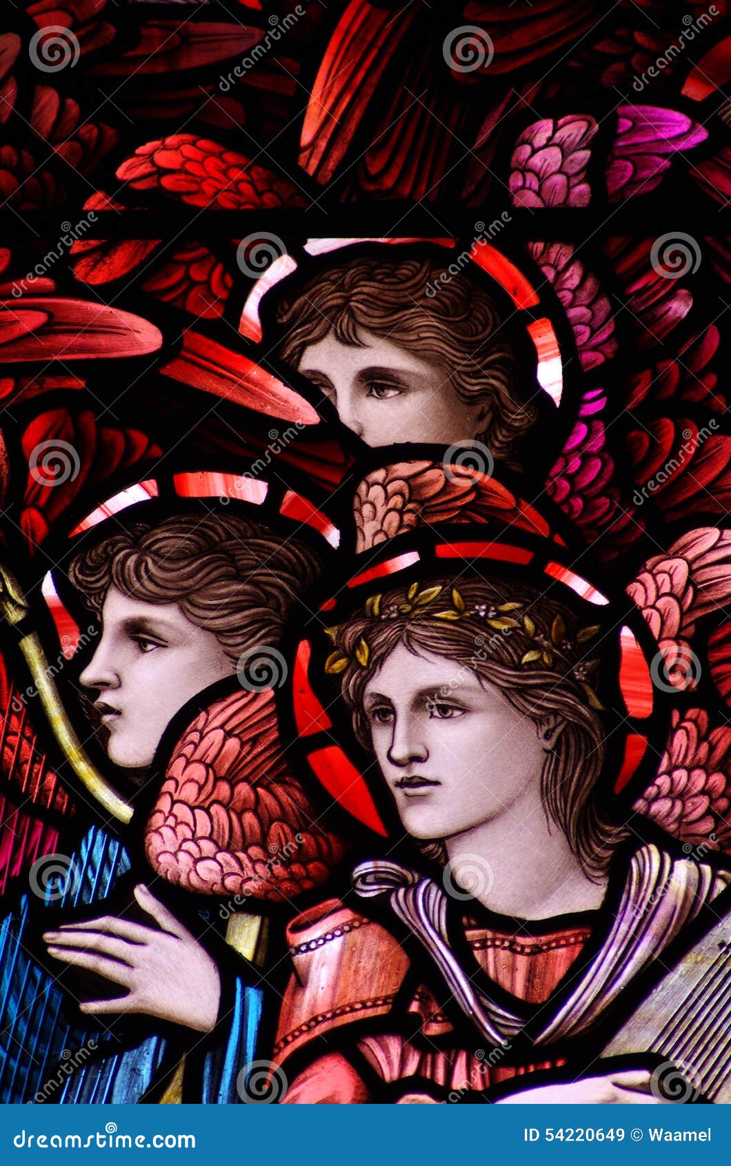 Three Angels (praying) In Stained Glass Stock Photography ...