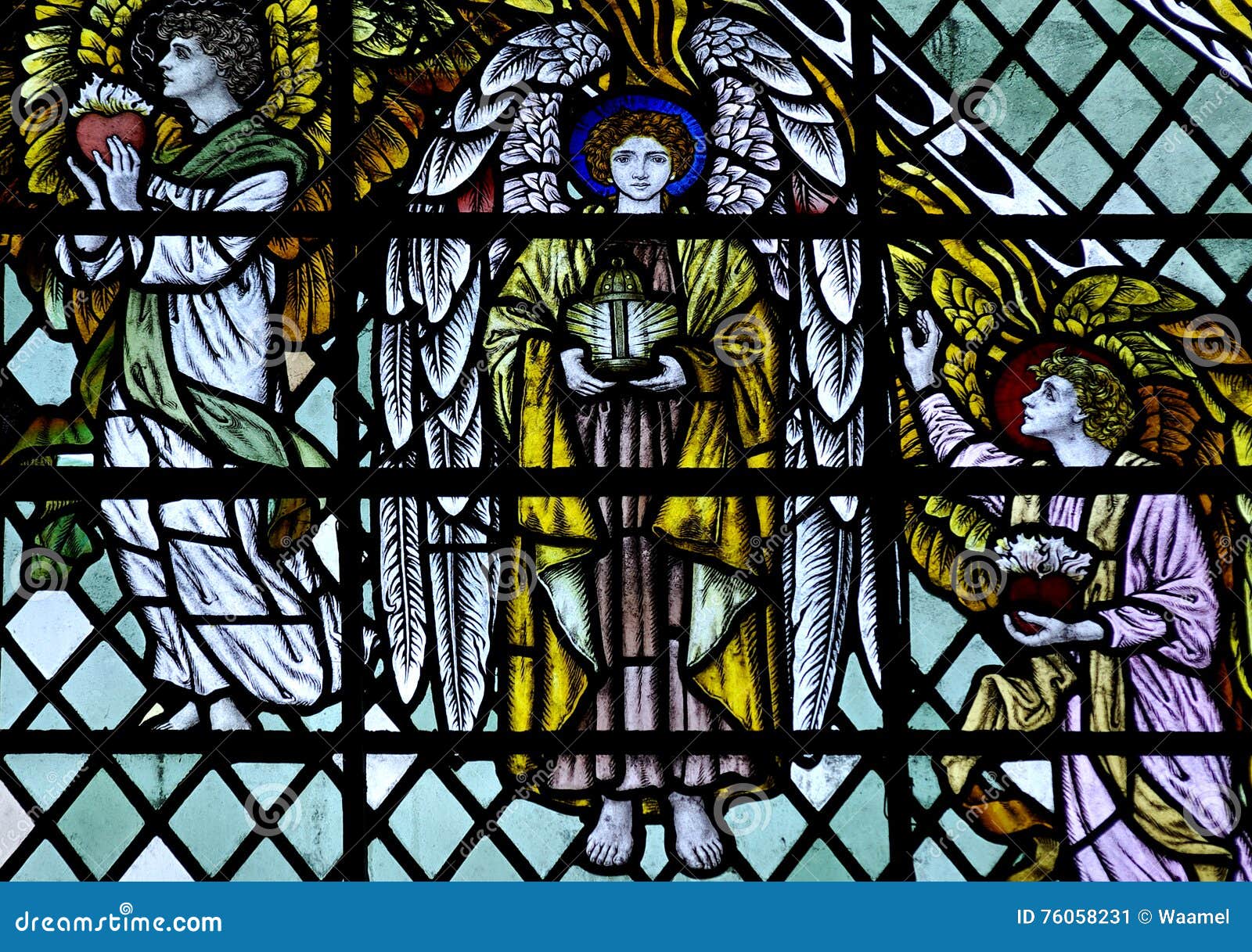 Three Angels in Stained Glass Stock Image - Image of angels, faith ...