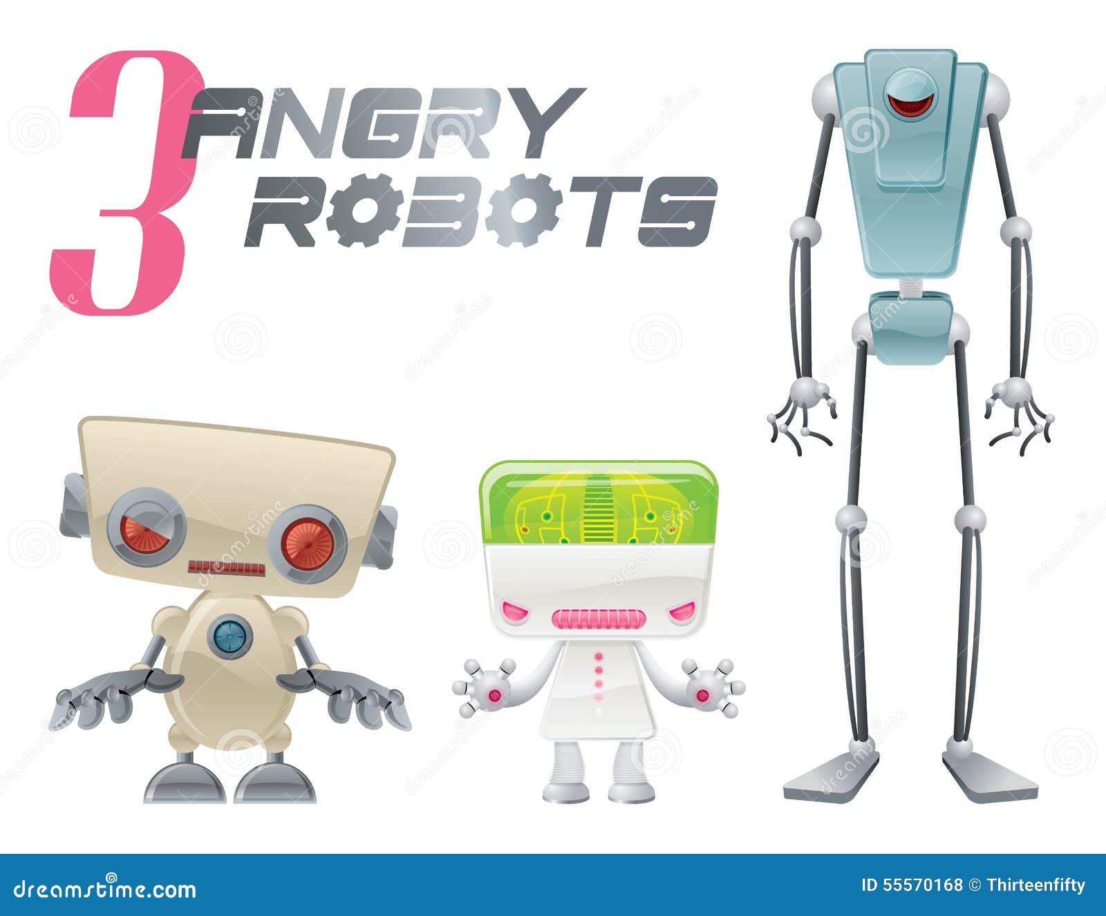 Three Angry Robots stock vector. Illustration of hate - 55570168