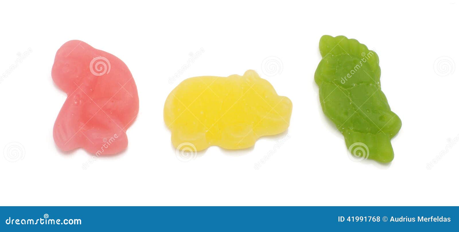 Three Animal Shape Jelly Candies Isolated on the White Background Stock ...