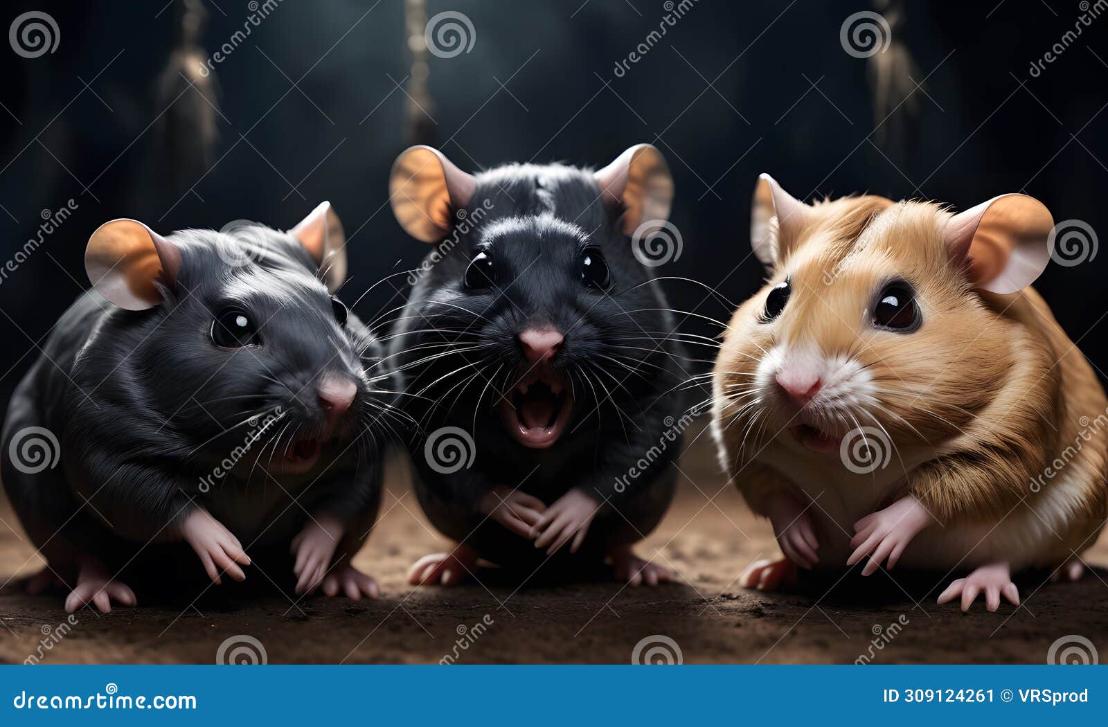 Trio of Rodents in Discussion AI Generative Stock Image - Image of ...