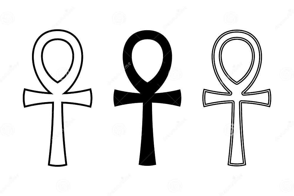 Three Ankh Symbols, Key of Life, Cross with Handle, Hieroglyphic Symbol ...