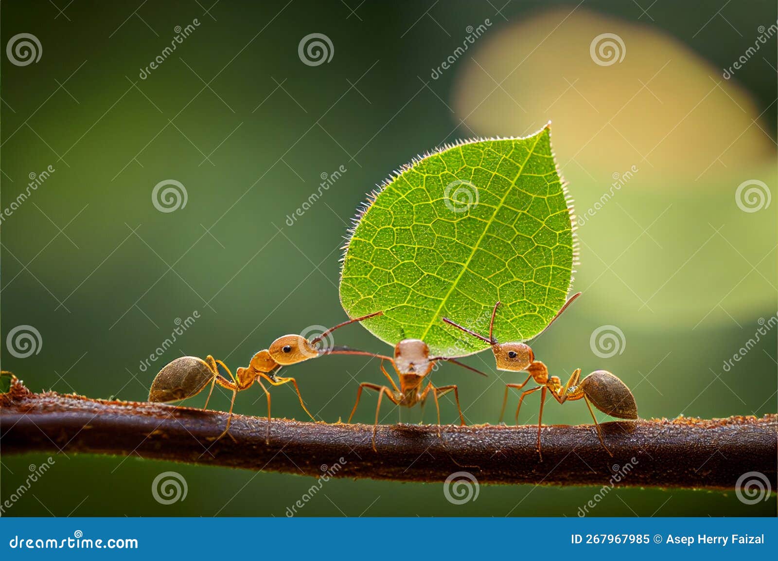 Three ant work and leaf stock image. Image of branch - 267967985
