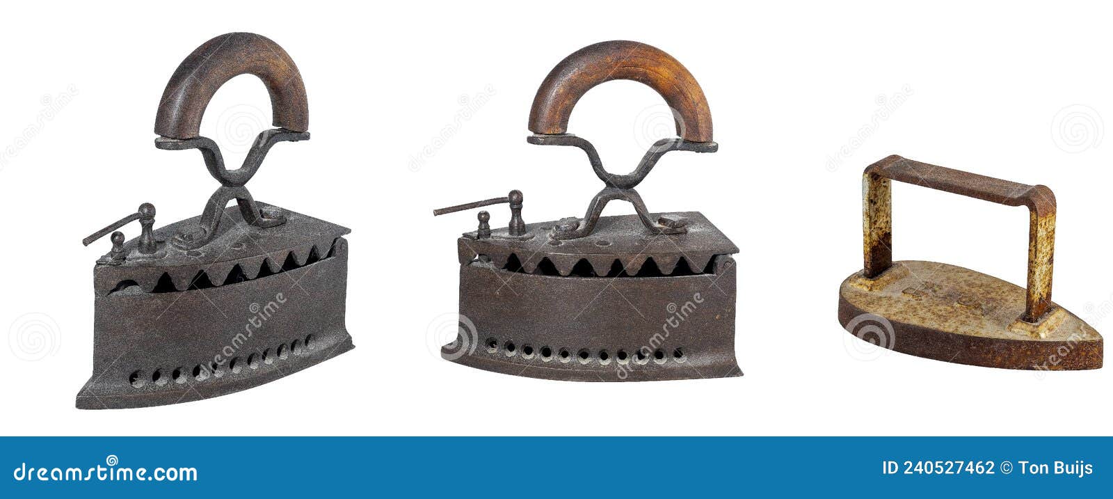 Three antique irons stock photo. Image of durable, vintage - 240527462