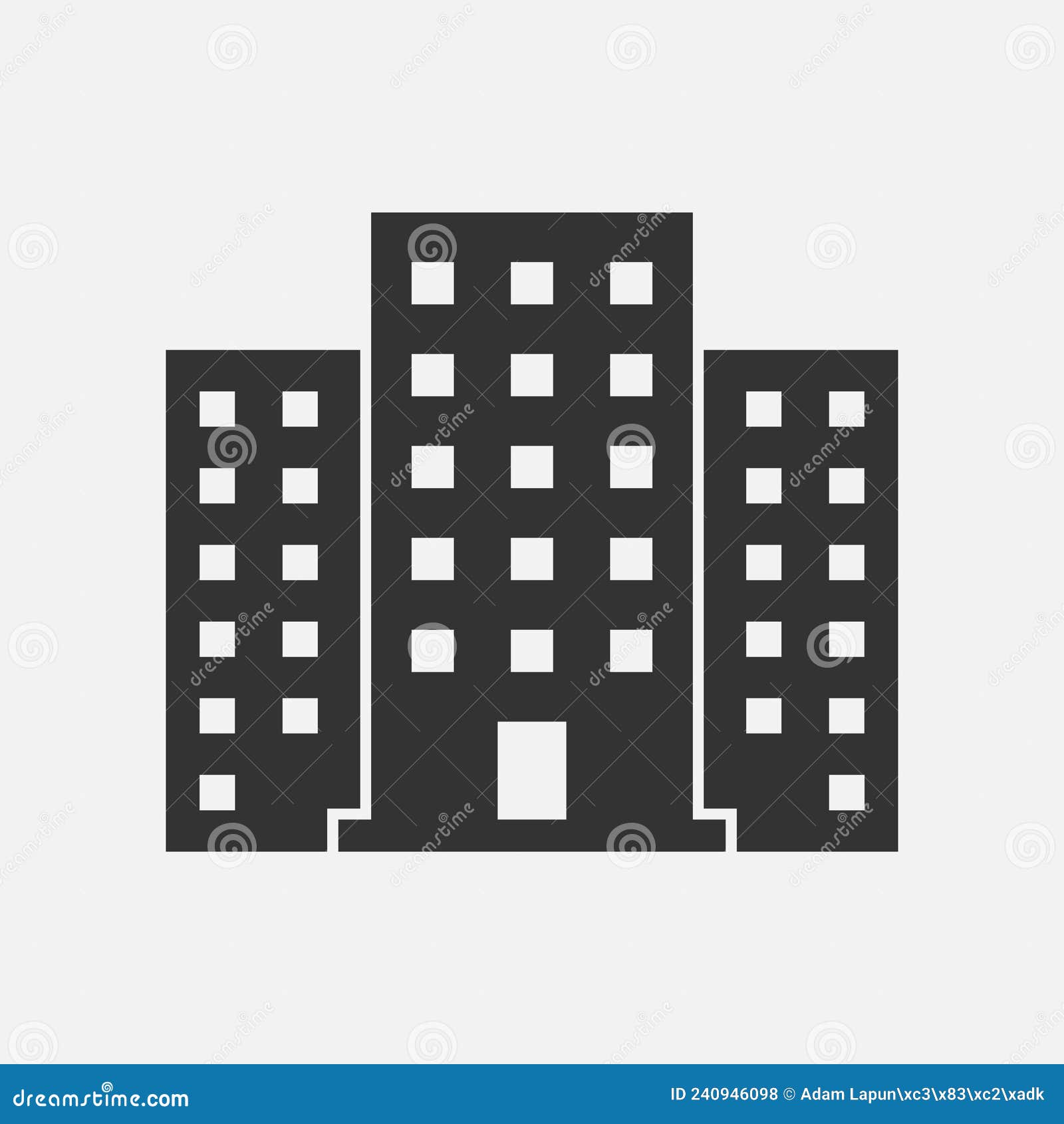 Three Apartment Buildings Icon on White Background Stock Vector ...