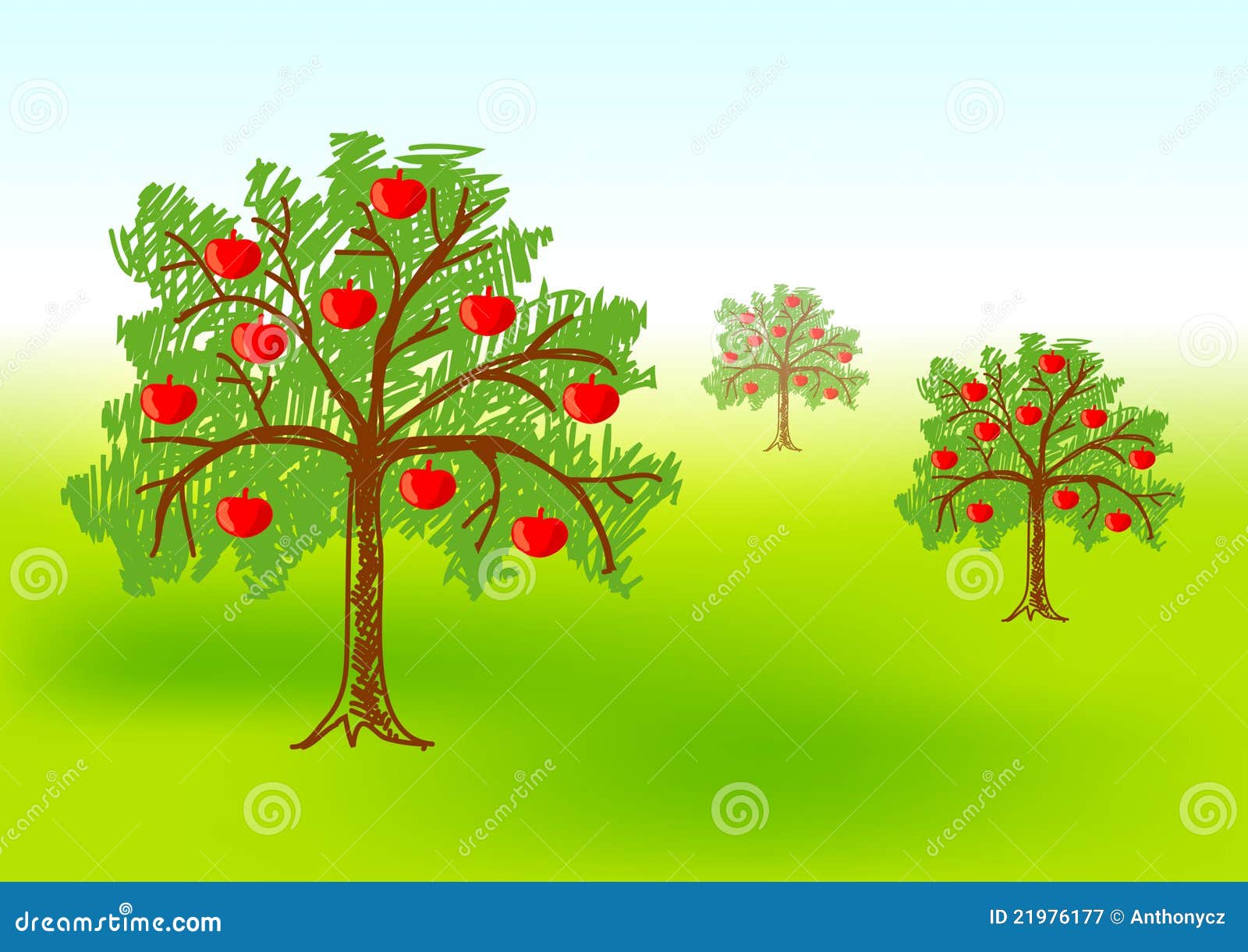 Three apple-trees stock vector. Illustration of crop - 21976177