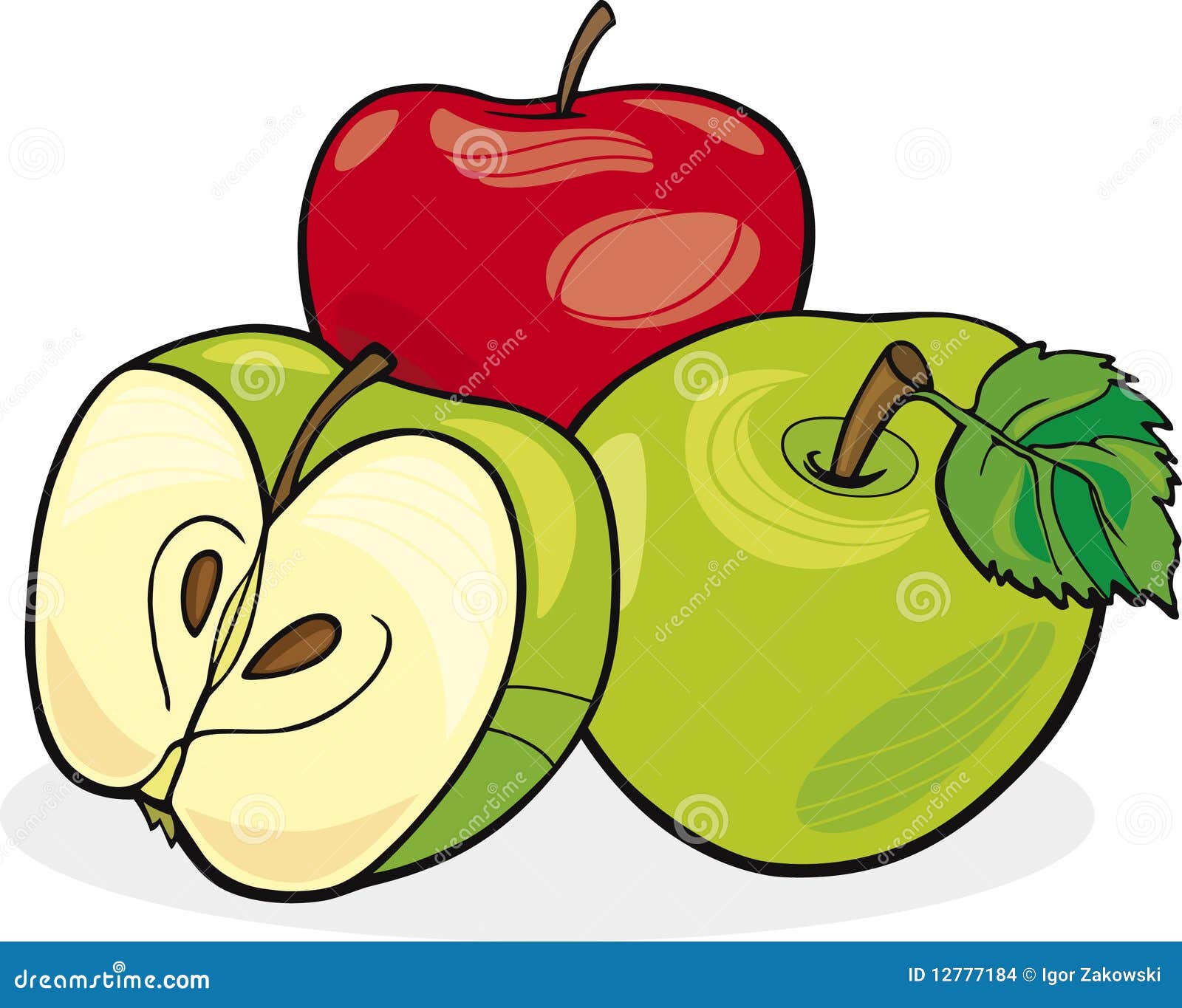 Three apples stock vector. Illustration of food, fruit - 12777184