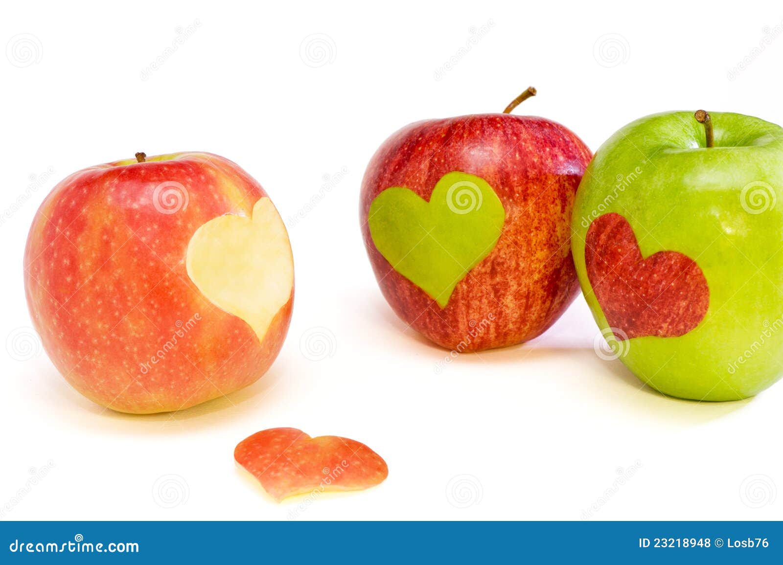 Three apples with hearts stock photo. Image of eating - 23218948