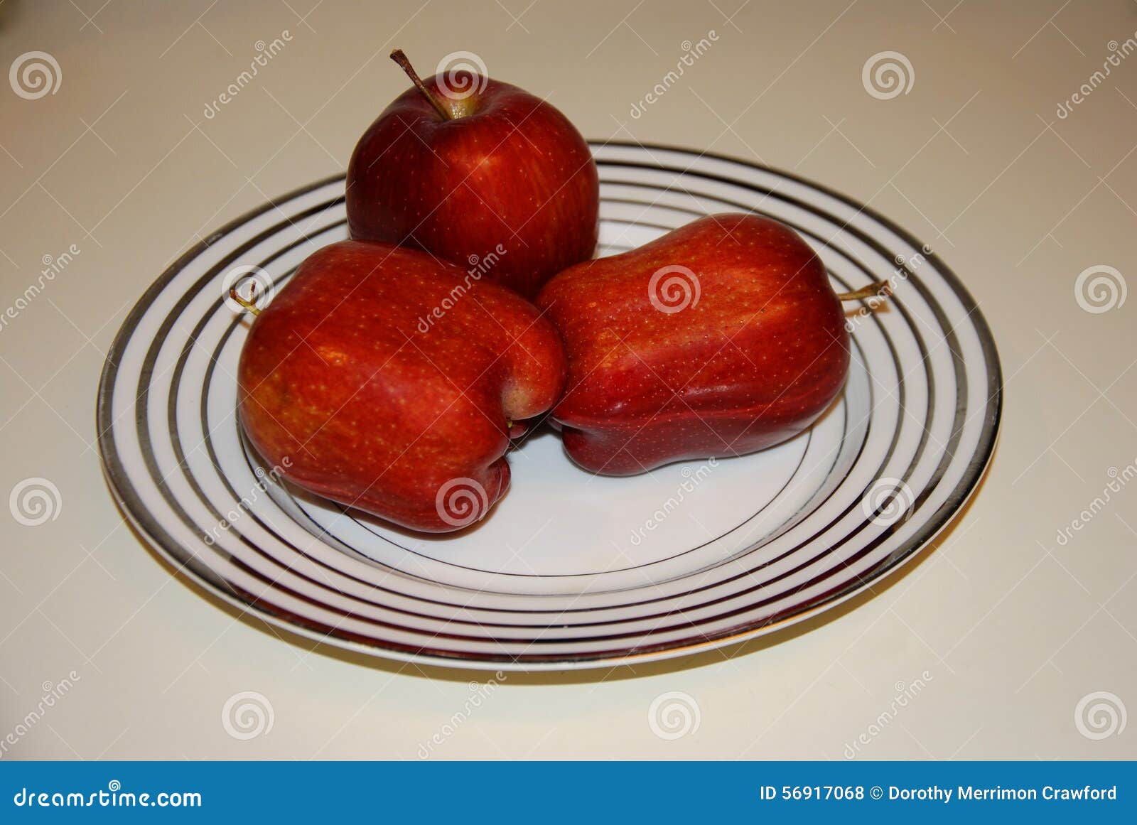 Three apples on plate stock photo. Image of fruit, retro - 56917068