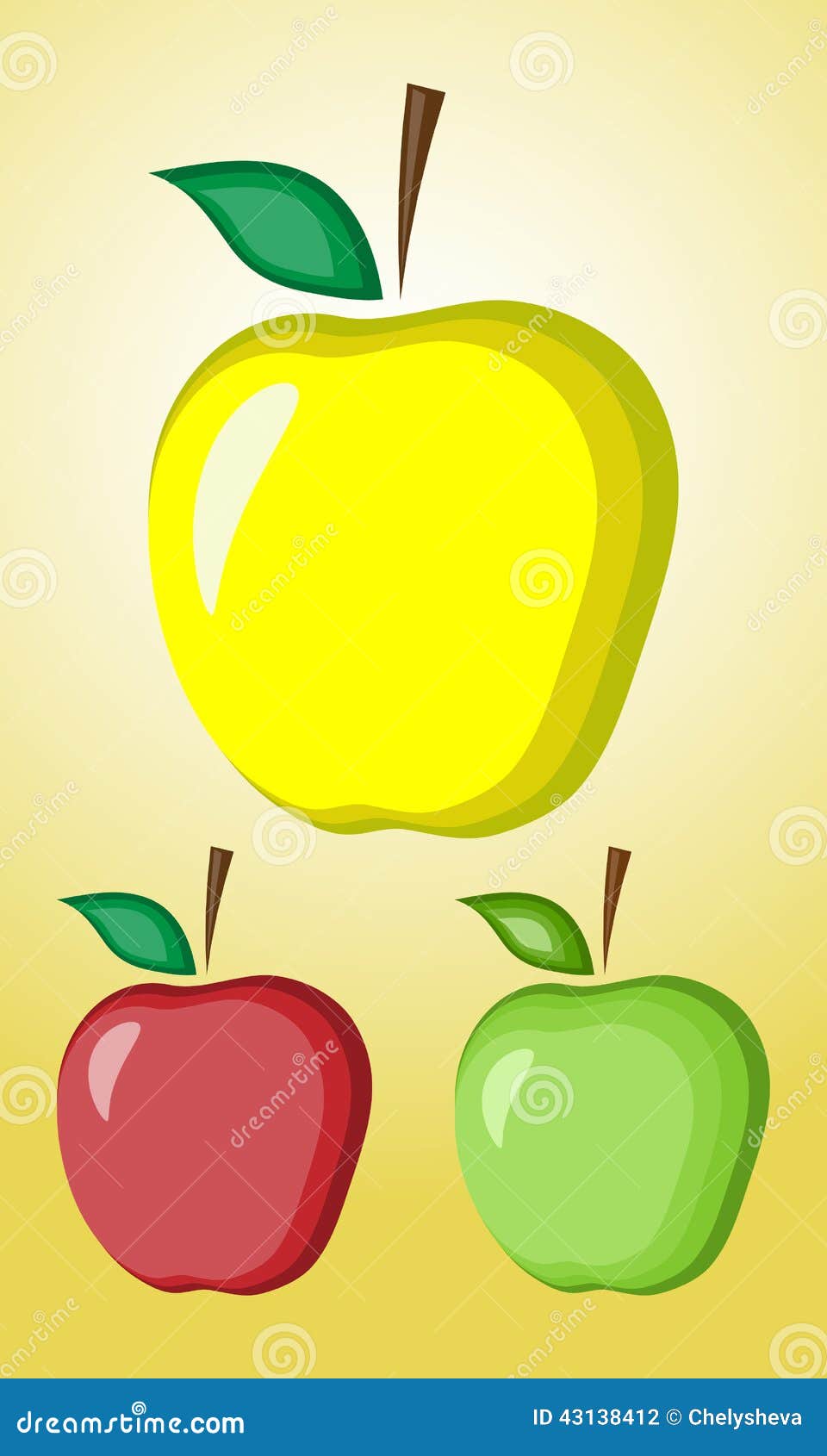 Three apples stock vector. Illustration of cartoon, concentric - 43138412