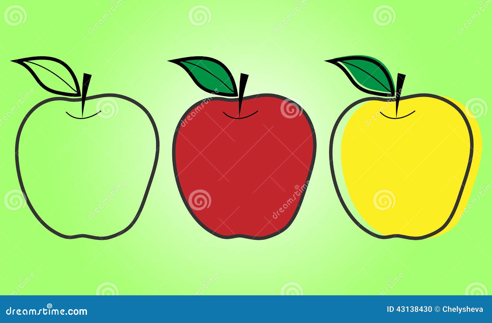 Three apples stock vector. Illustration of design, element - 43138430