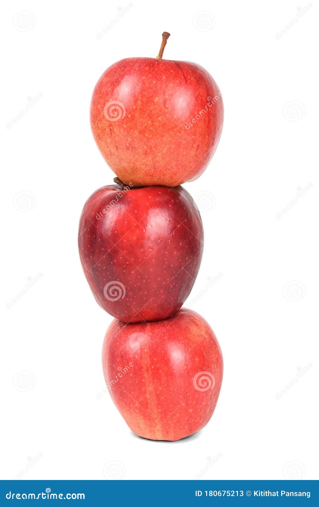 Three Apples Stack Isolated on White Background. Stock Image - Image of ...