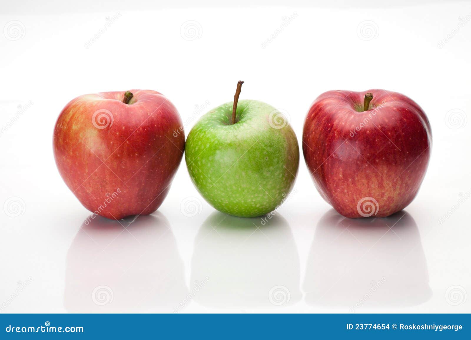 Three apples on white stock photo. Image of food, health - 23774654