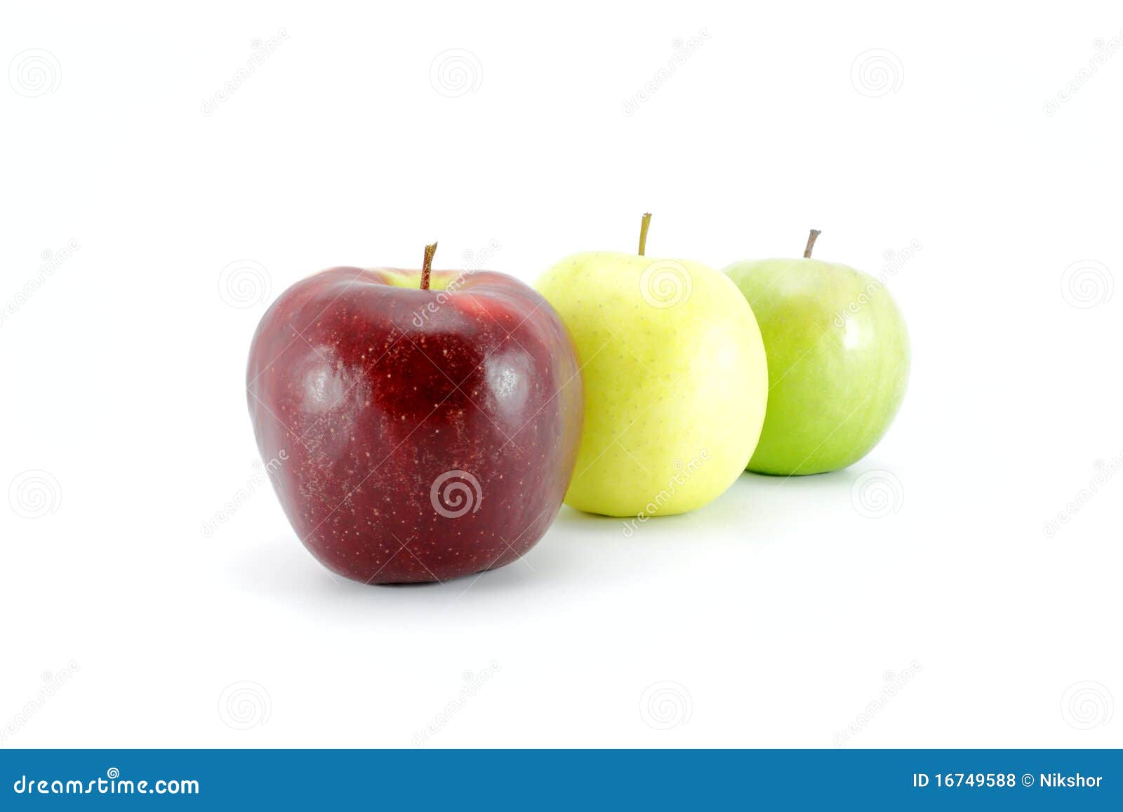 Three Apples on a White Background Stock Photo - Image of differences ...