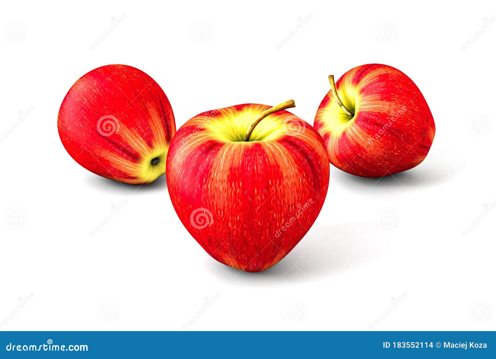 Three Apples On A Bamboo Plate. Still Life. Stock Photography ...