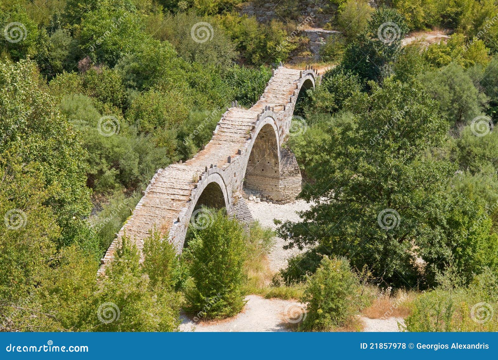 Three-Arch Old Stone Bridge Stock Photo - Image of greece, stone: 21857978