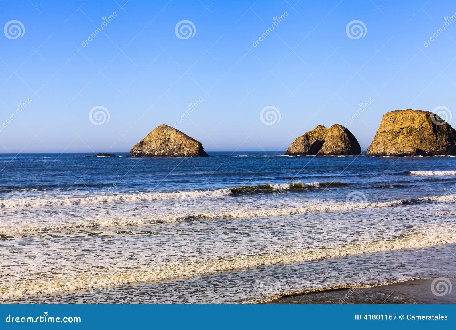 Three Arch Rocks stock image. Image of clouds, rock, stack - 41801167