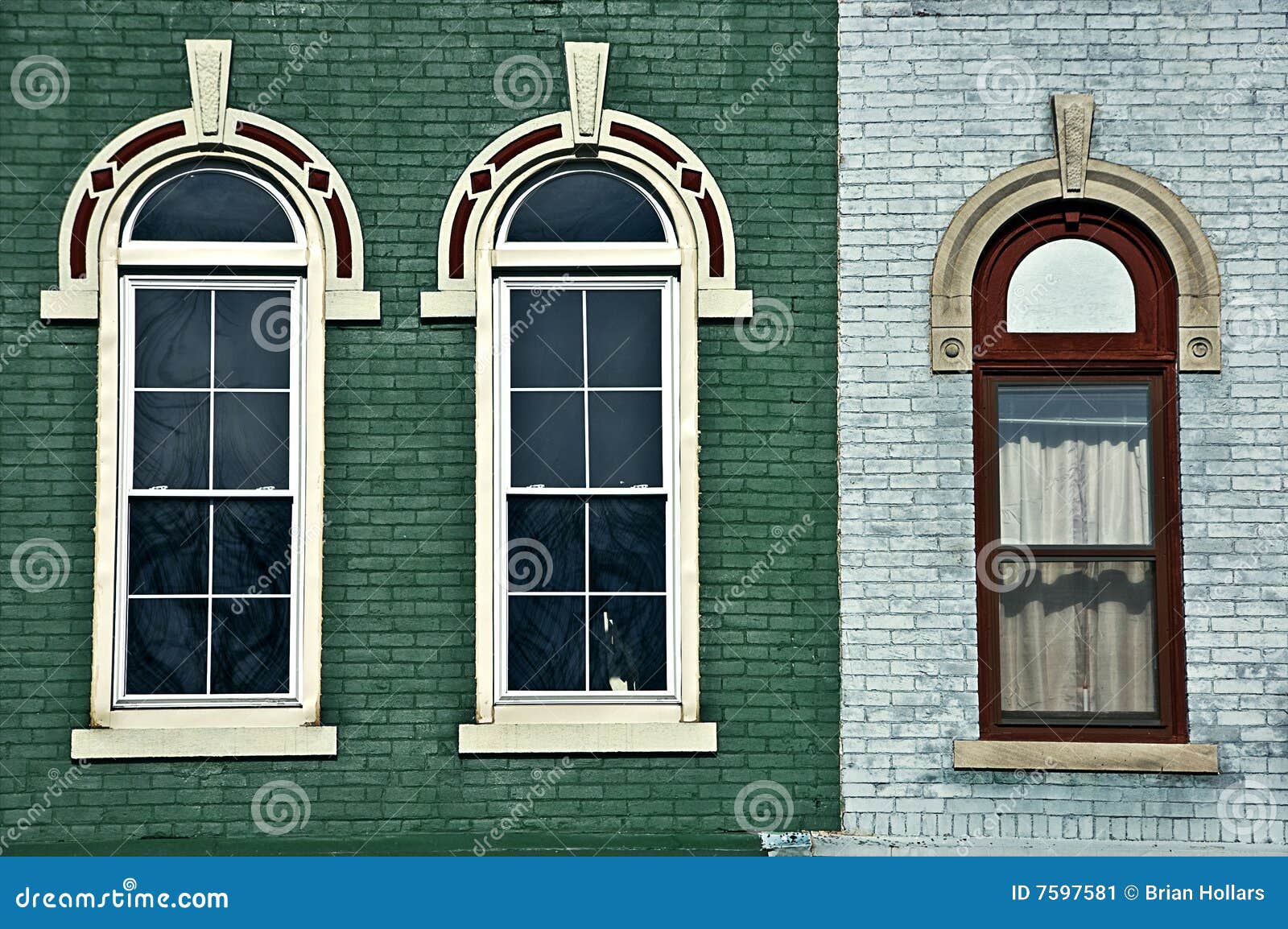 Three arched windows stock image. Image of rounded, trim - 7597581