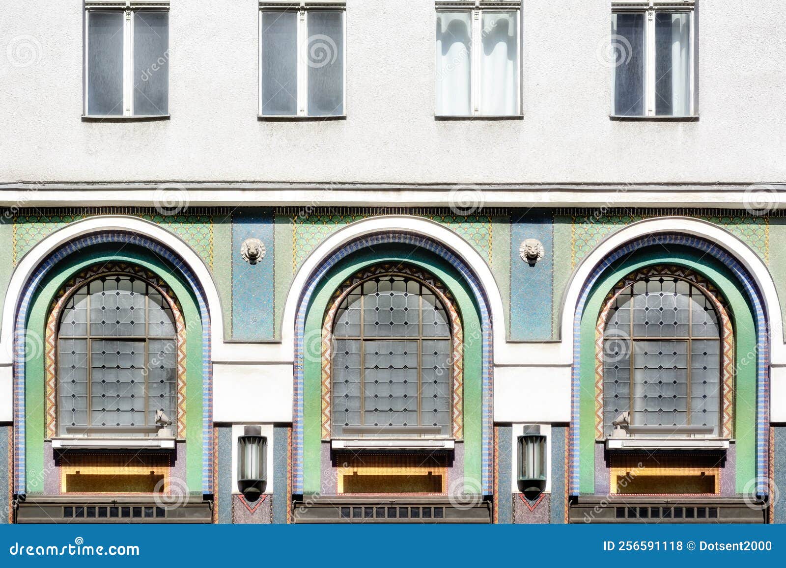 Three arched windows stock photo. Image of lantern, decoration - 256591118