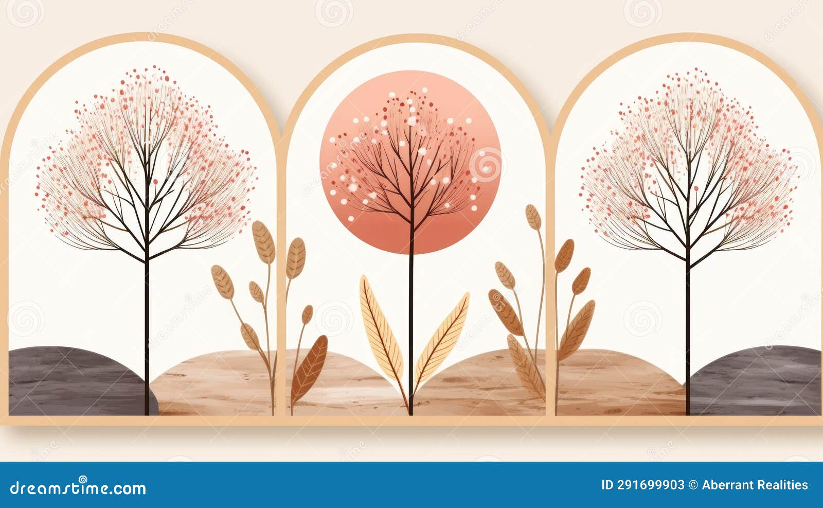 Three Arched Windows with Trees in Them Stock Illustration ...