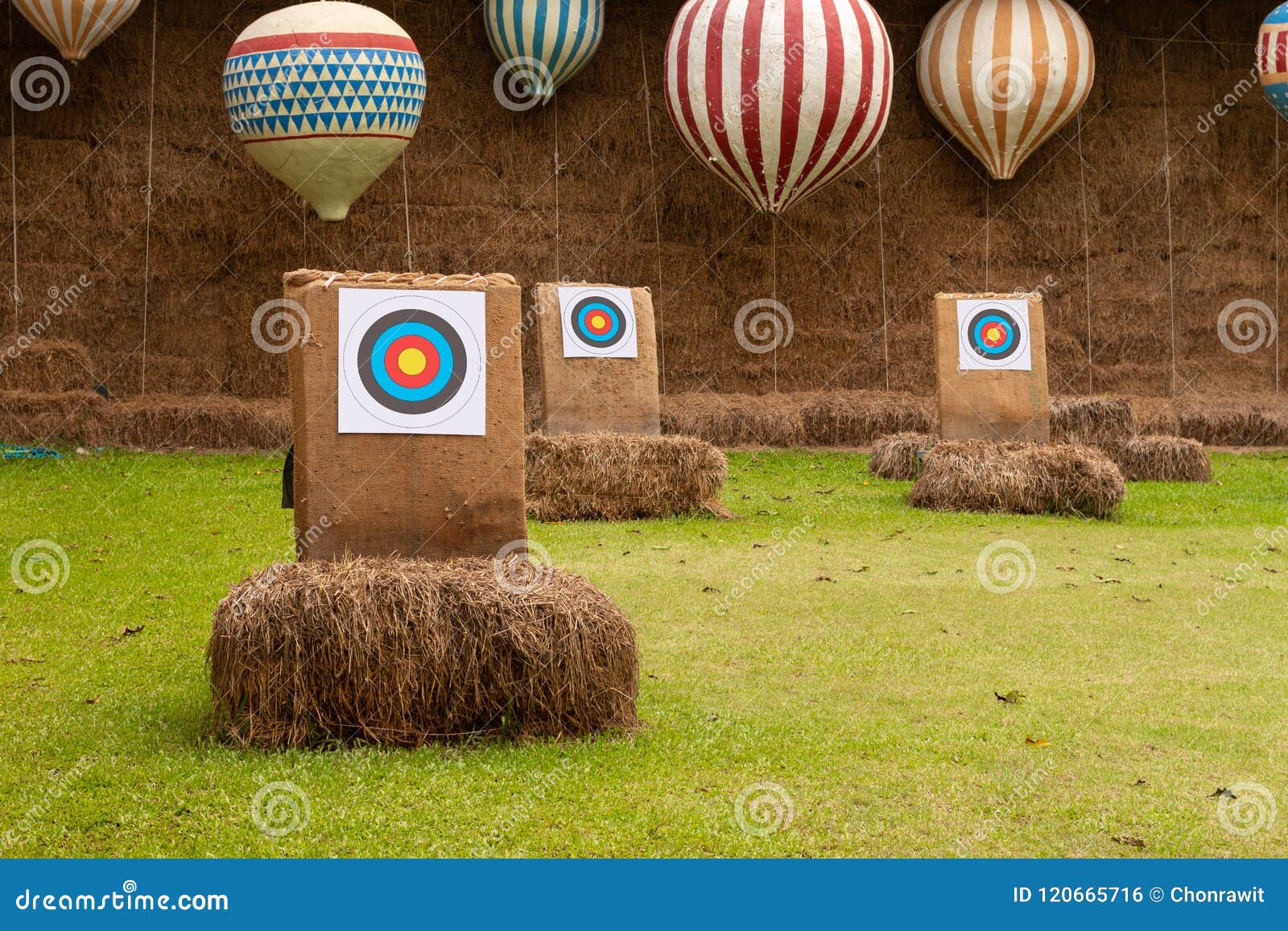 Three Archery Target on the Field Stock Photo - Image of aiming ...