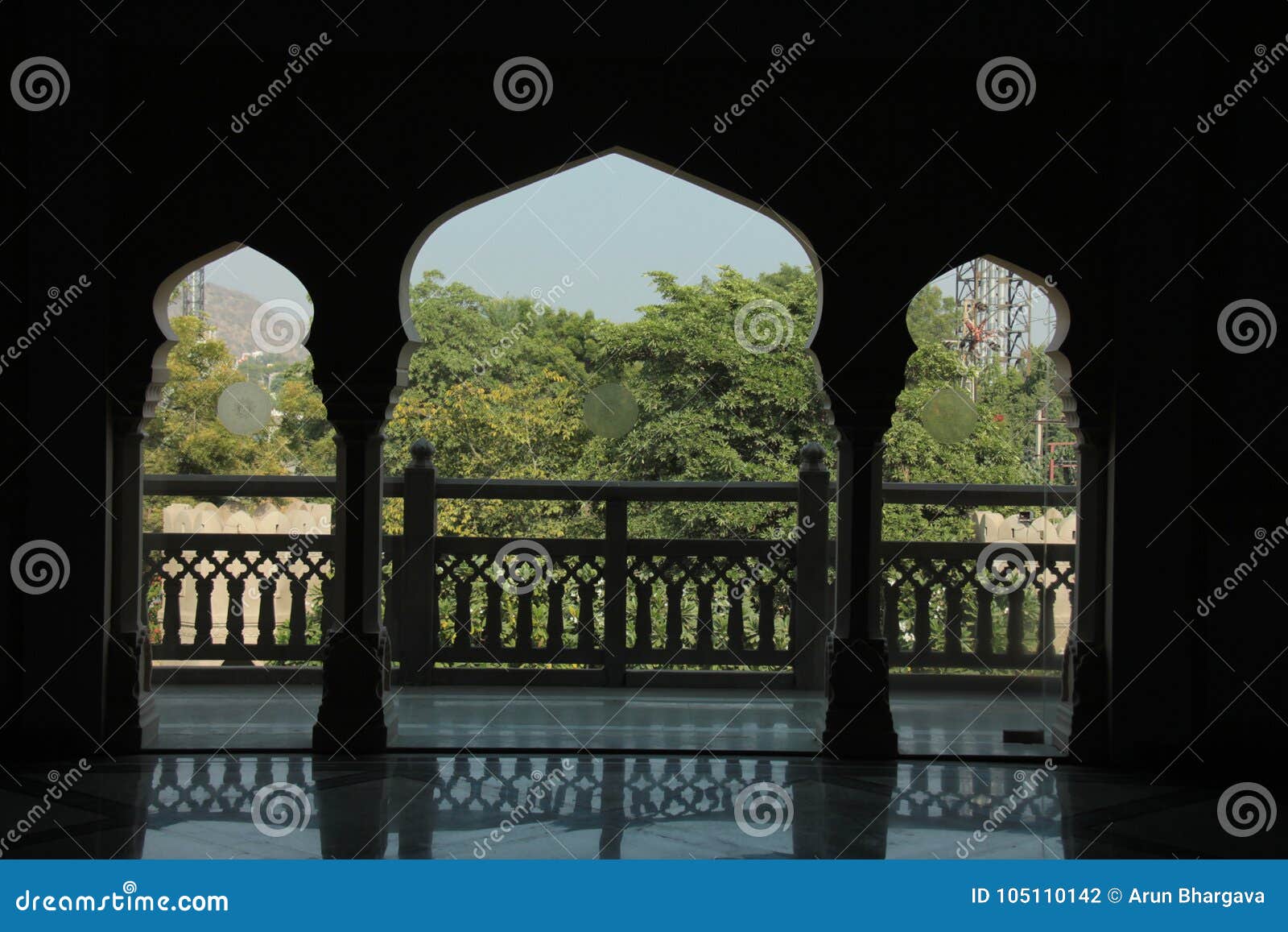 Three Arches on Pillars and Balcony Stock Photo - Image of ...