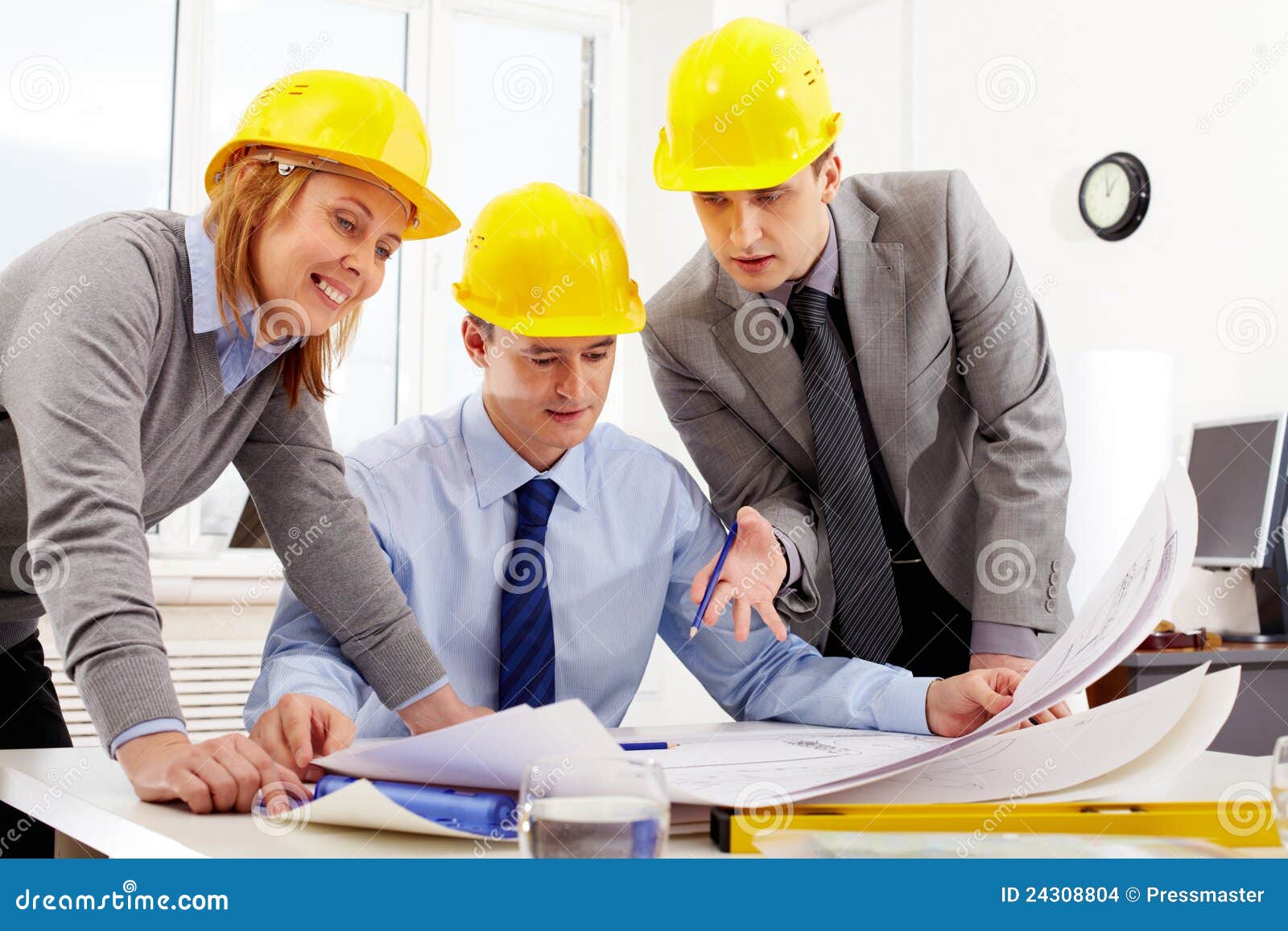 Three architects stock photo. Image of communicating - 24308804