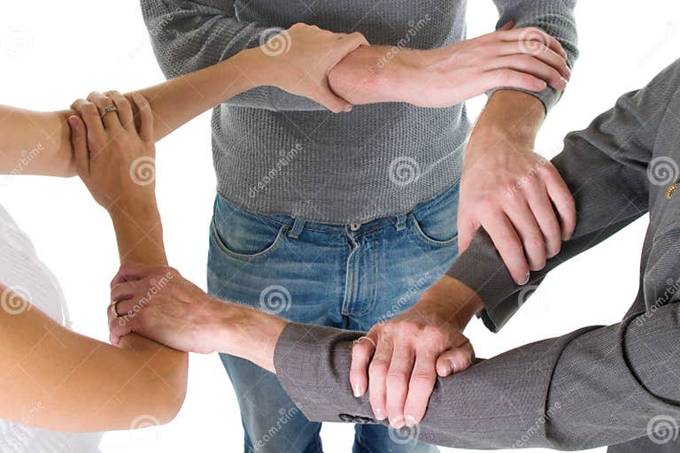 Three Arms Interlocked stock photo. Image of organization - 1355568