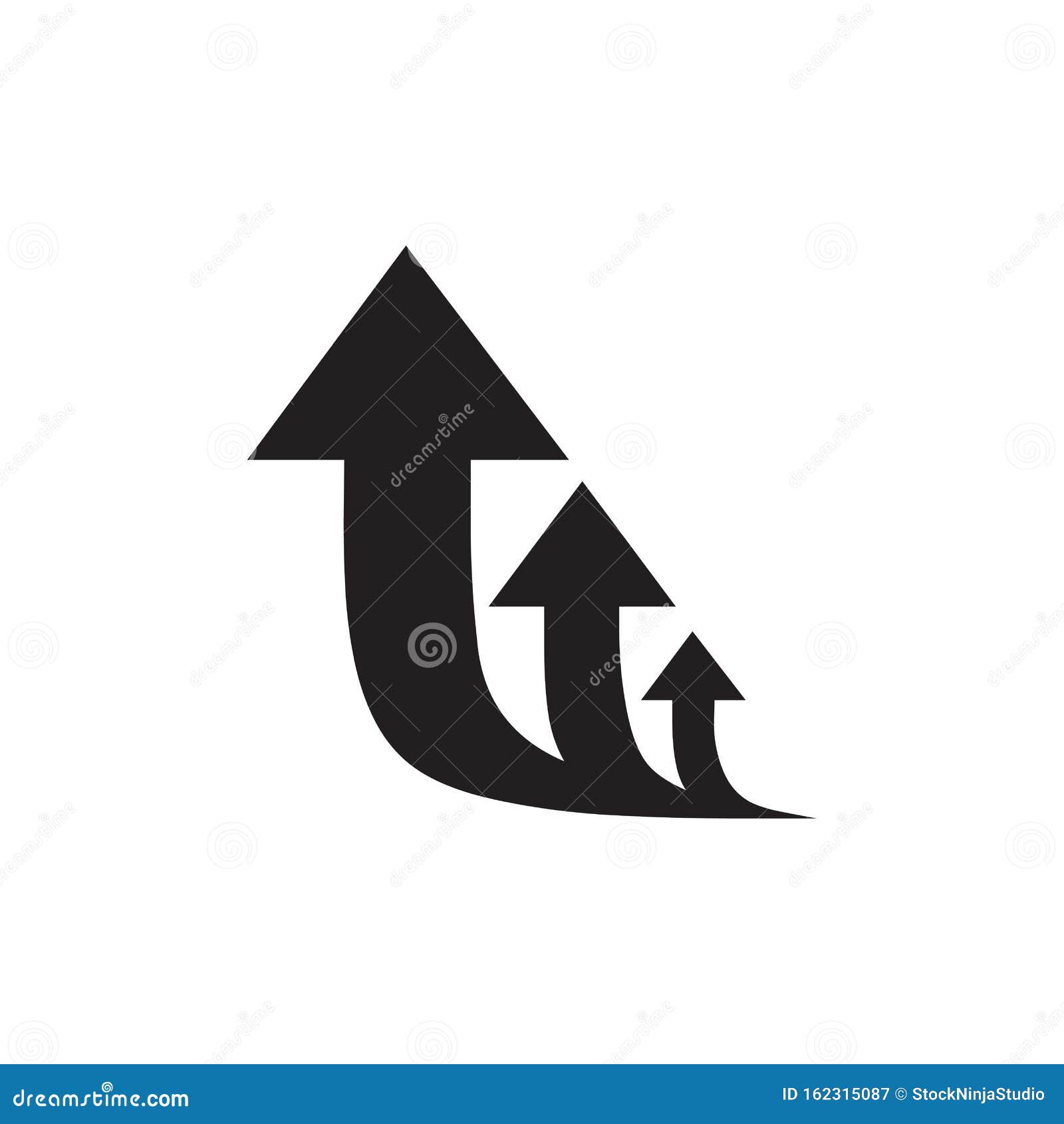 Three Arrow Sign Direction One Way. Flat Road Direction Black Vector ...