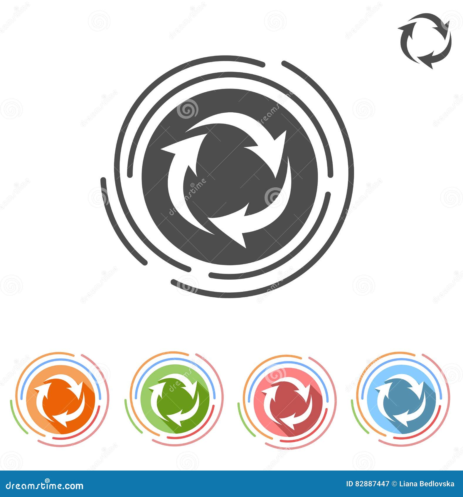 Three Arrows in a Circle Process Icon Stock Vector - Illustration of ...