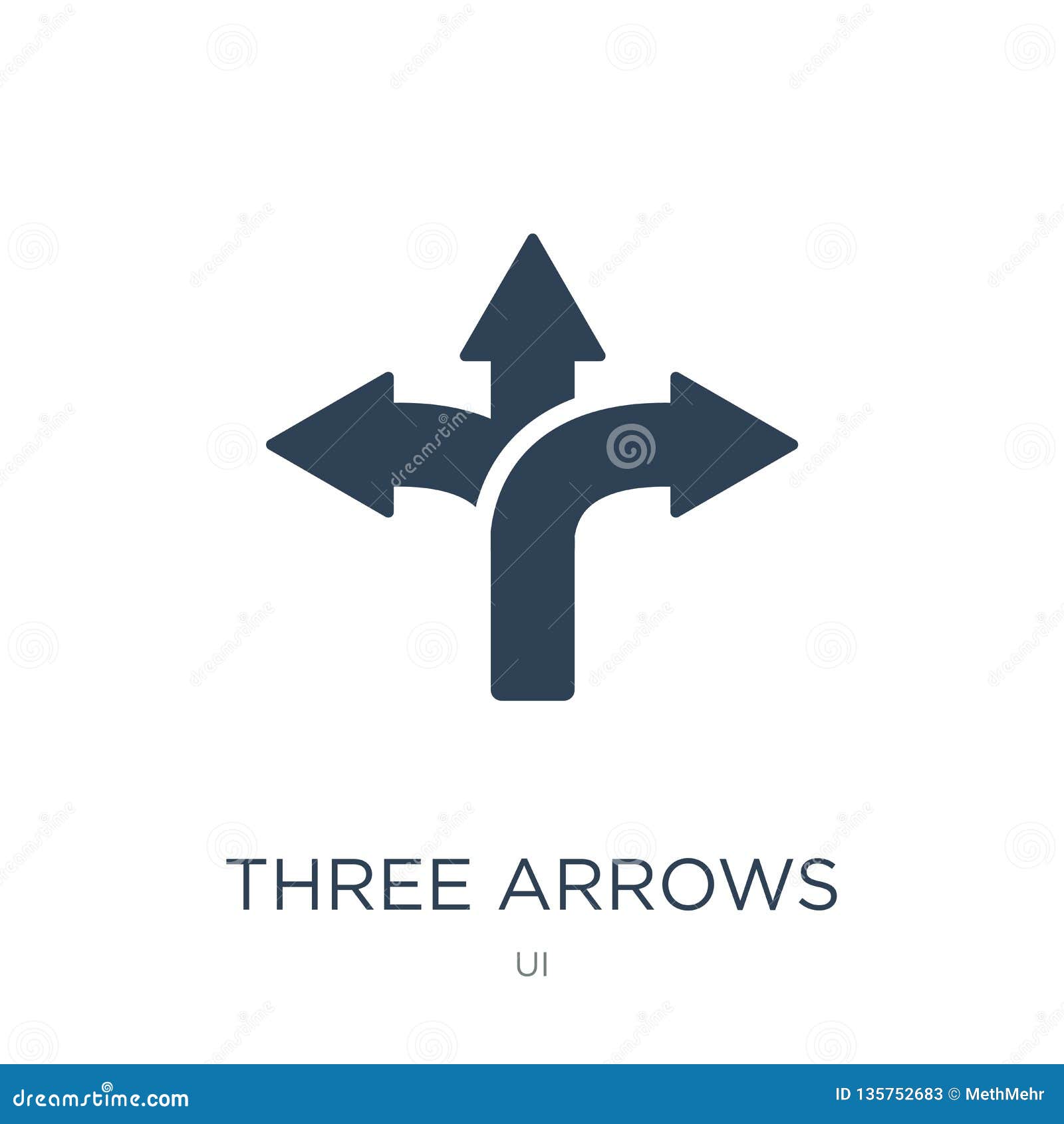 Three Arrows Icon in Trendy Design Style. Three Arrows Icon Isolated on ...