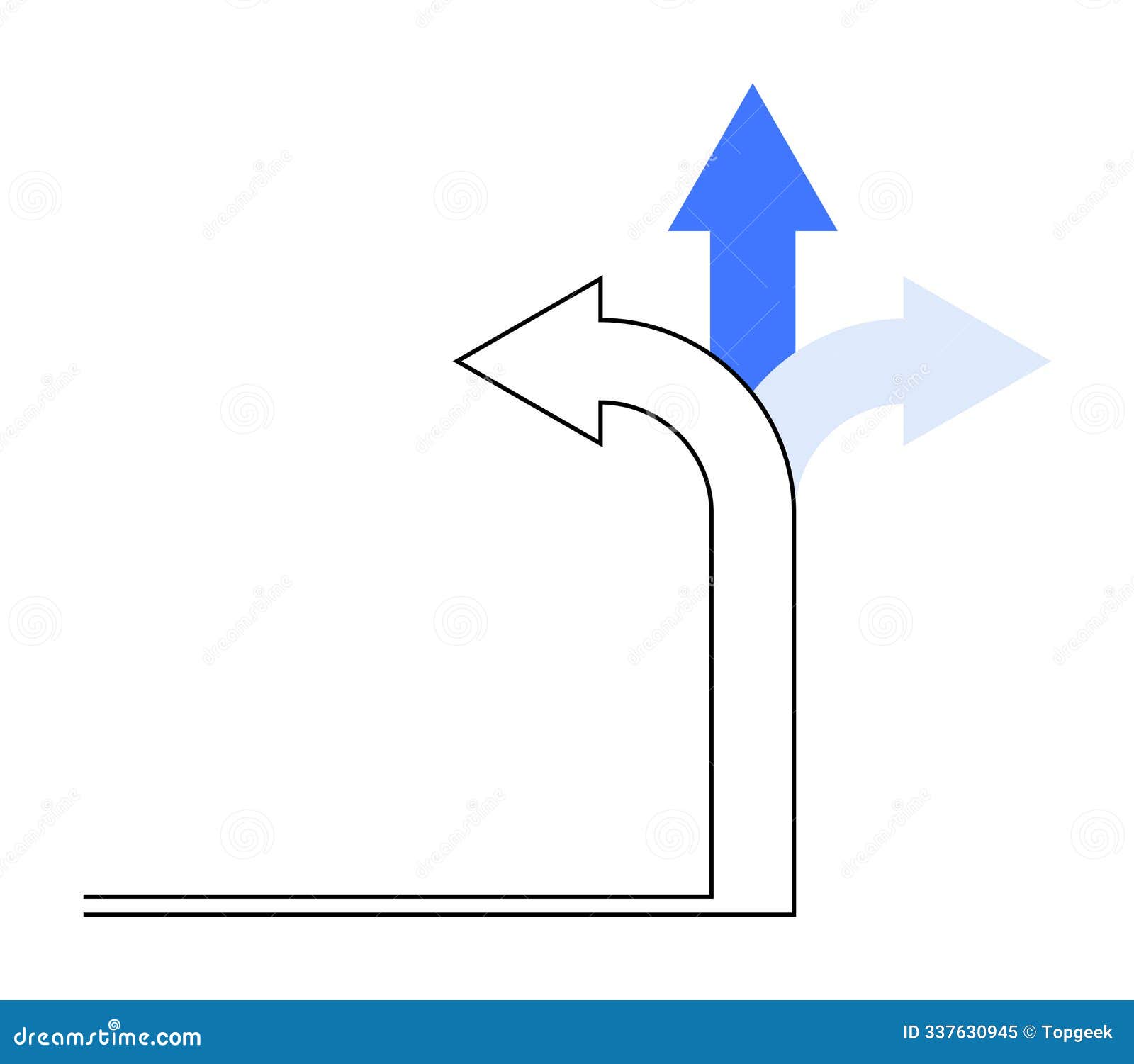 Decision-Making Arrow Paths Left Turn or Forward Movement with ...