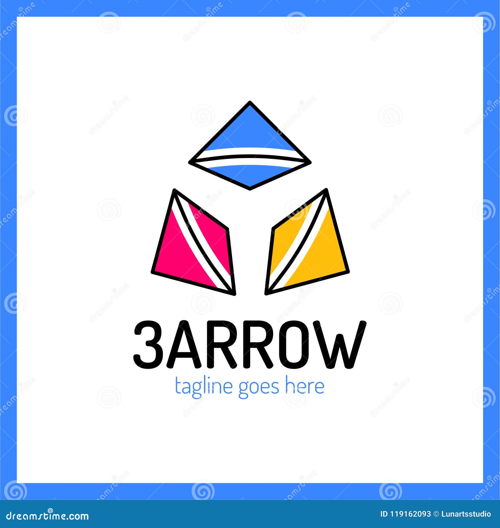 Three Arrows Logo. Color and Shadow Stock Illustration - Illustration ...