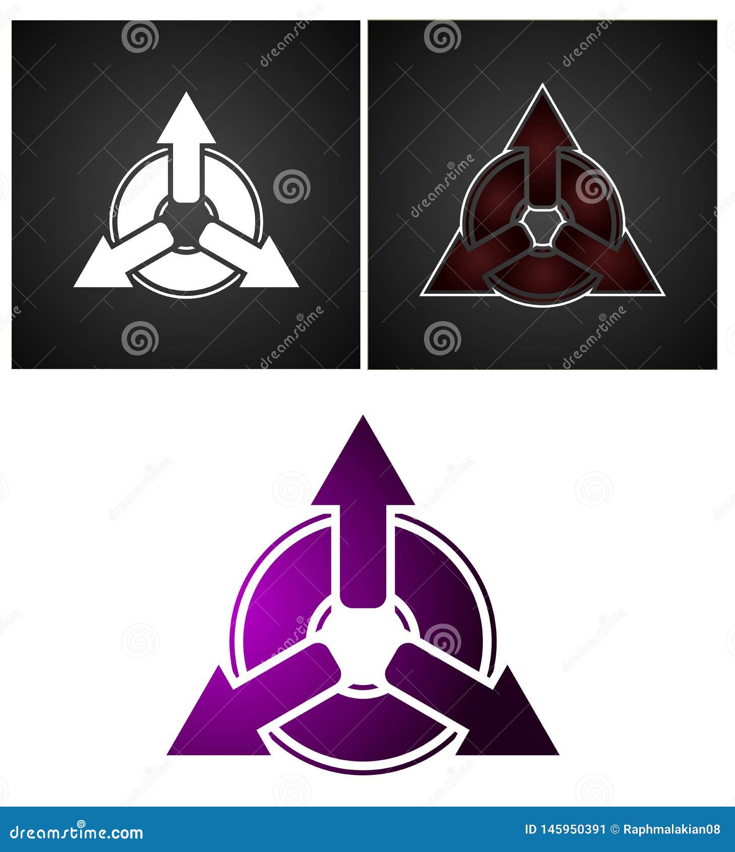 Three Arrows Logo Design. White and Gradient Color Stock Vector ...