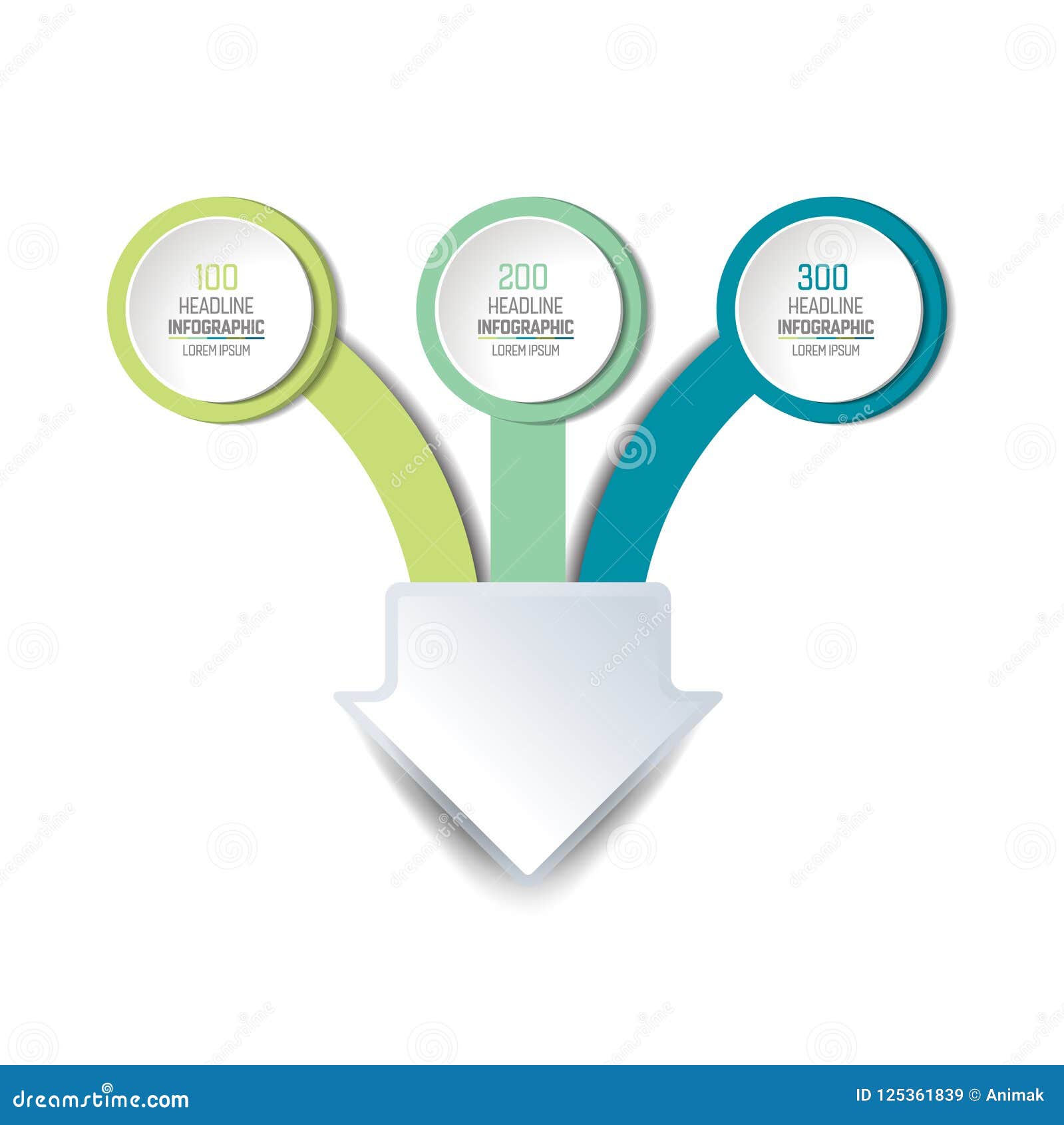 Three Arrows Merging into One Point. Infographics Chart, Scheme Stock ...