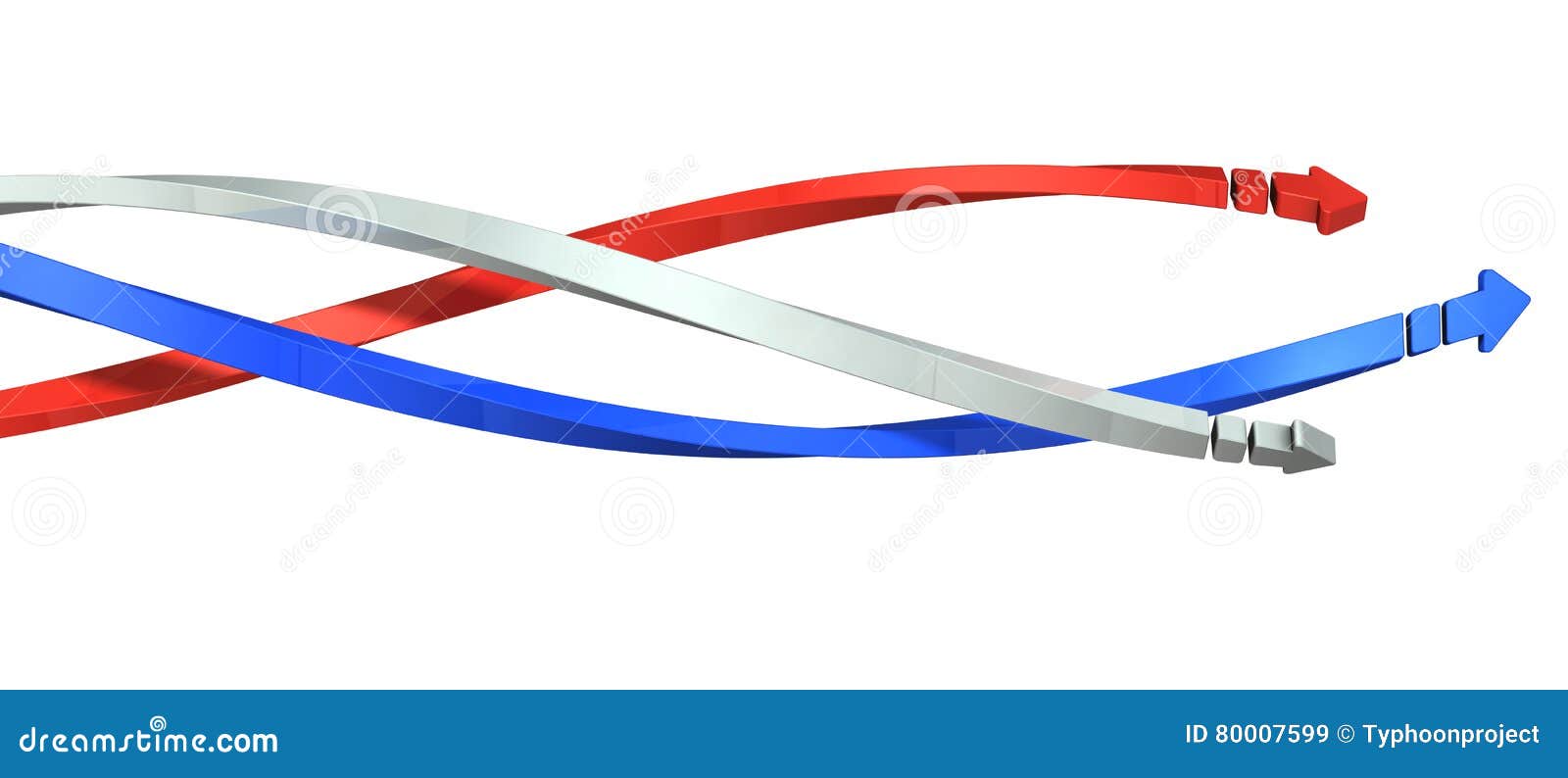 Three Arrows Move Forward while Entangled in a Spiral. Stock ...