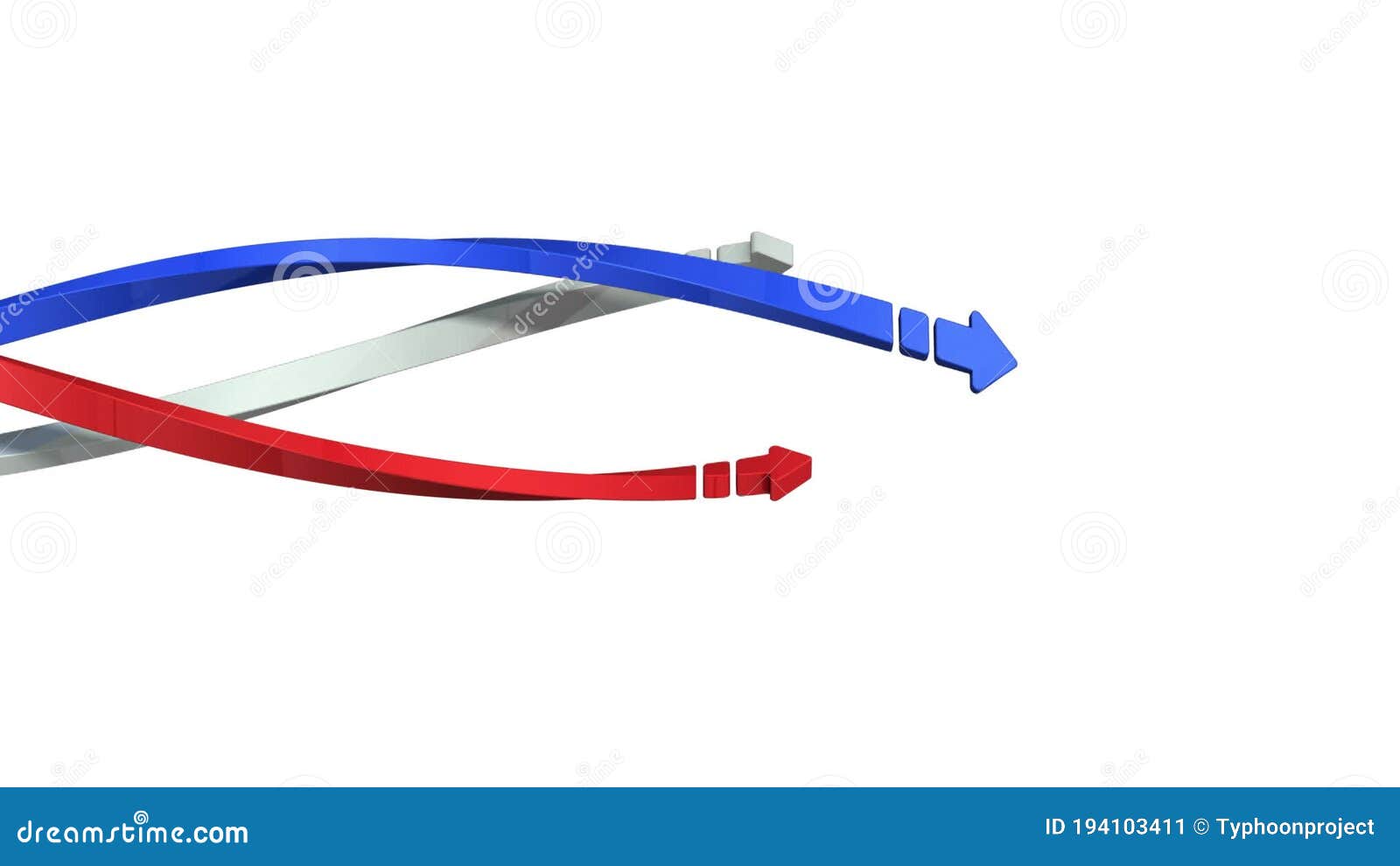 Three Arrows that Move Forward while Intertwining Each Other. it`s a ...