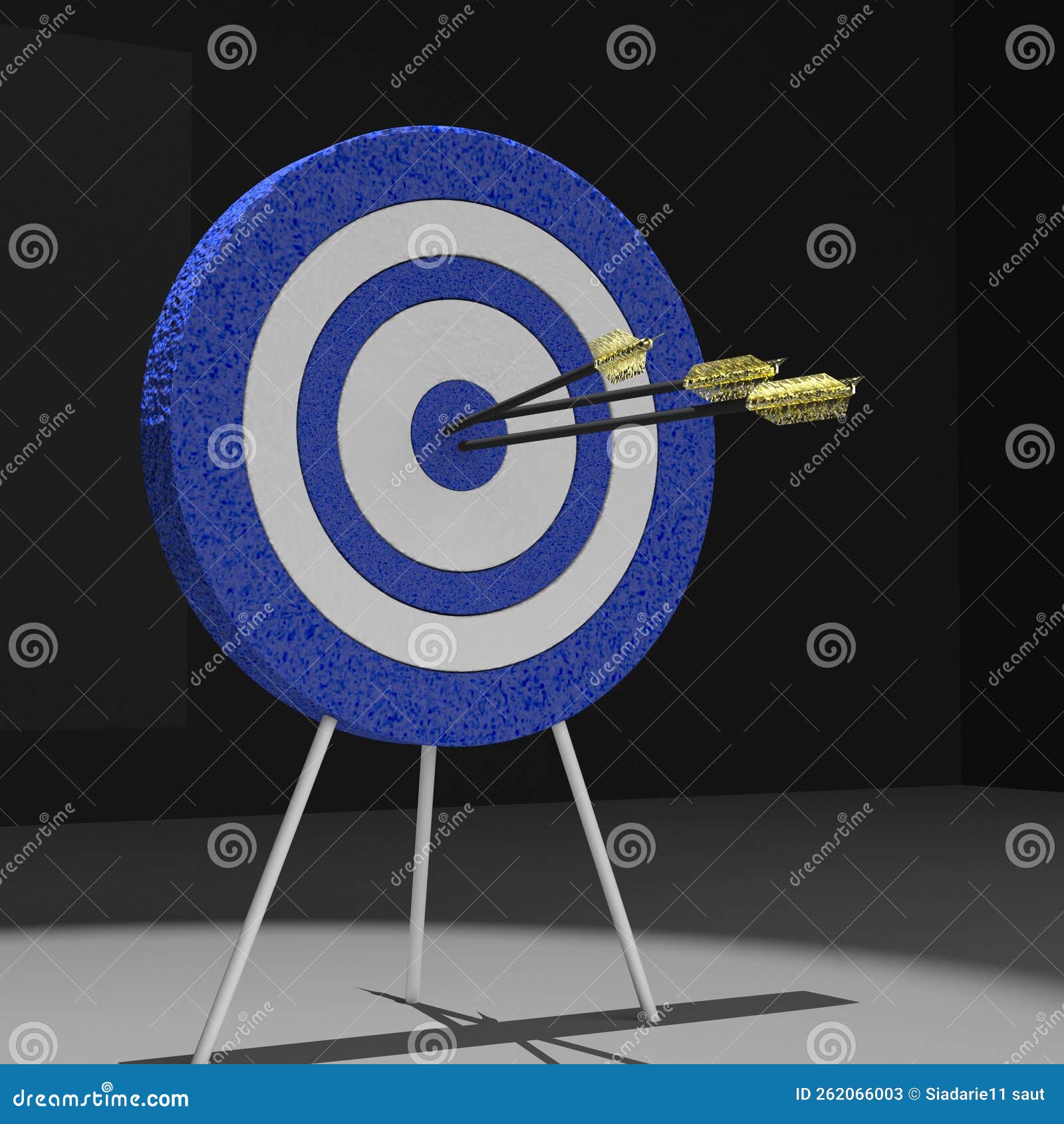 Three Bullseye Arrows in One Blue White Target Stock Illustration ...